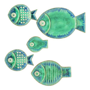 Highland Dunes Blue Fish Plate Wall Décor "& Reviews" | Wayfair