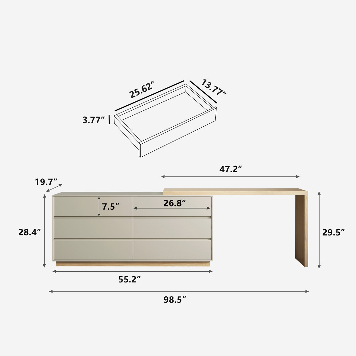 Hokku Designs Jahcari Reversible Industrial Wood Executive Workstation ...