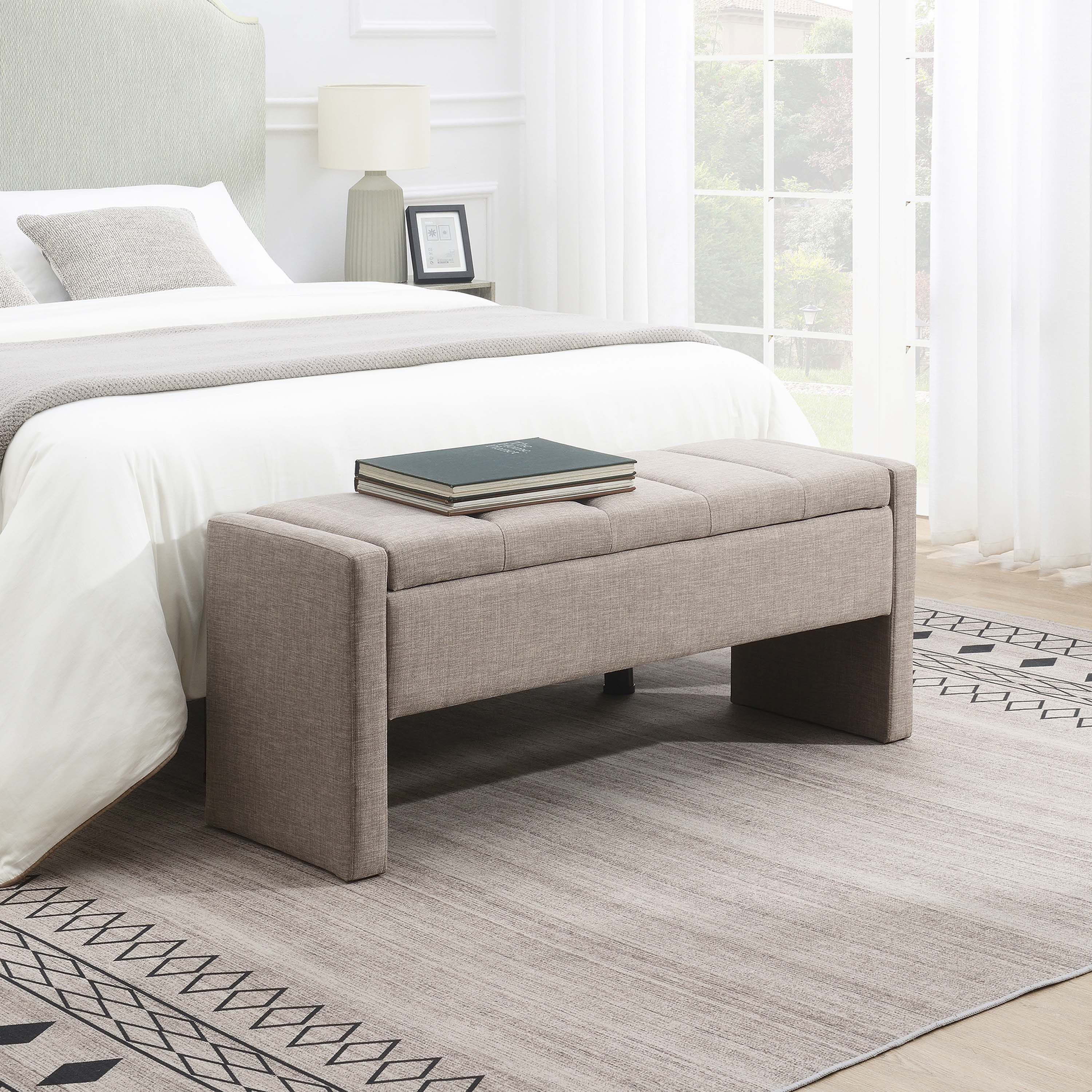 Latitude Run® Modern Bed End Bench with Storage,Upholstered Large Foot ...