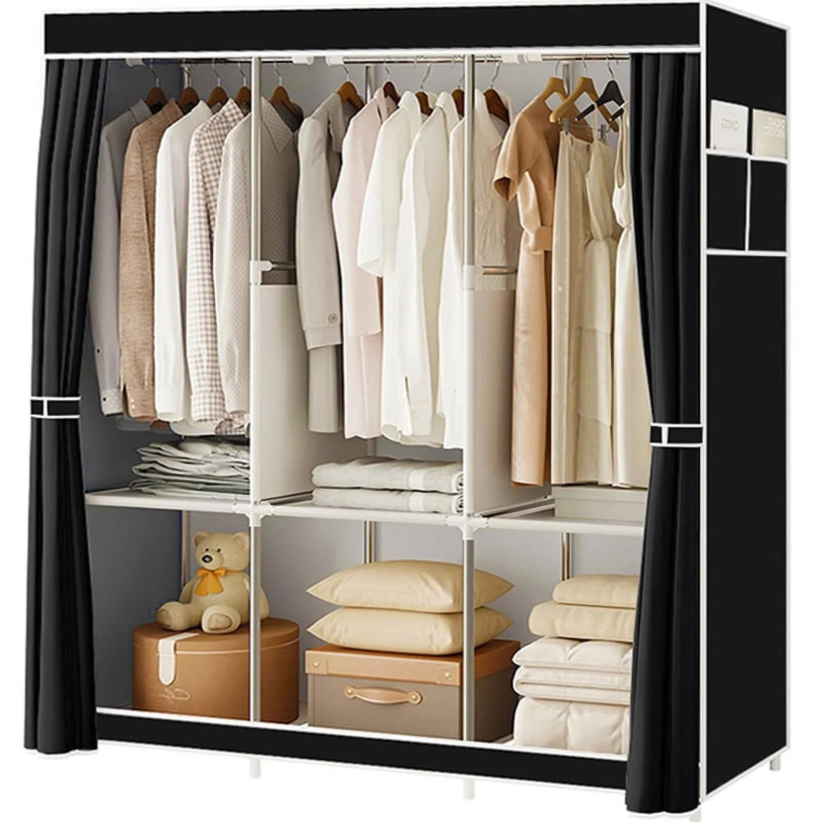 Rebrilliant Portable Closet,Wardrobe Closet Organizer with Cover | Wayfair