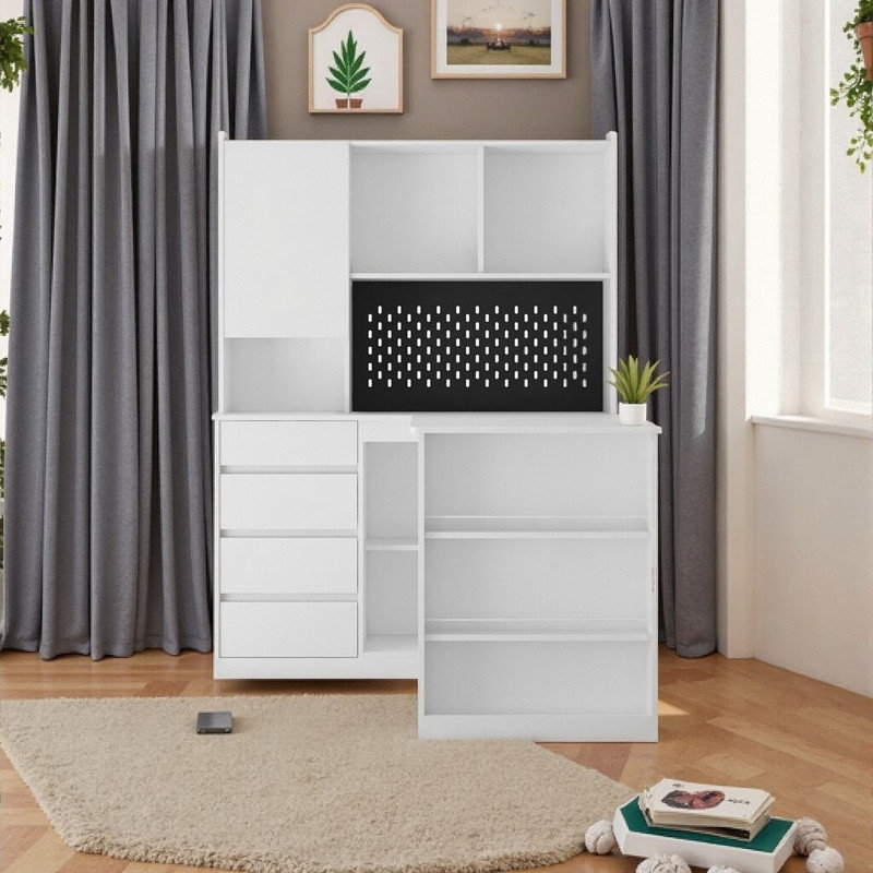 Latitude Run® L-Shaped Computer Desk with Charging Station & Storage ...