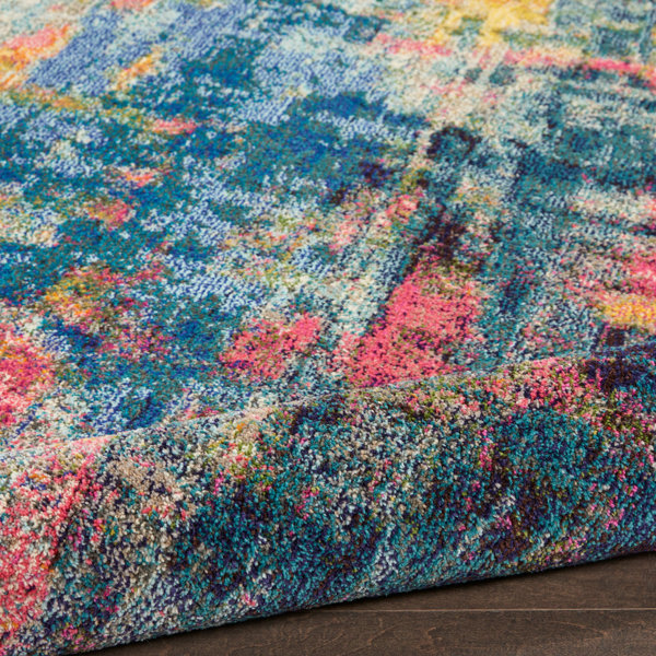 Ivy Bronx Velva Abstract Blue/Yellow/Pink Area Rug & Reviews | Wayfair