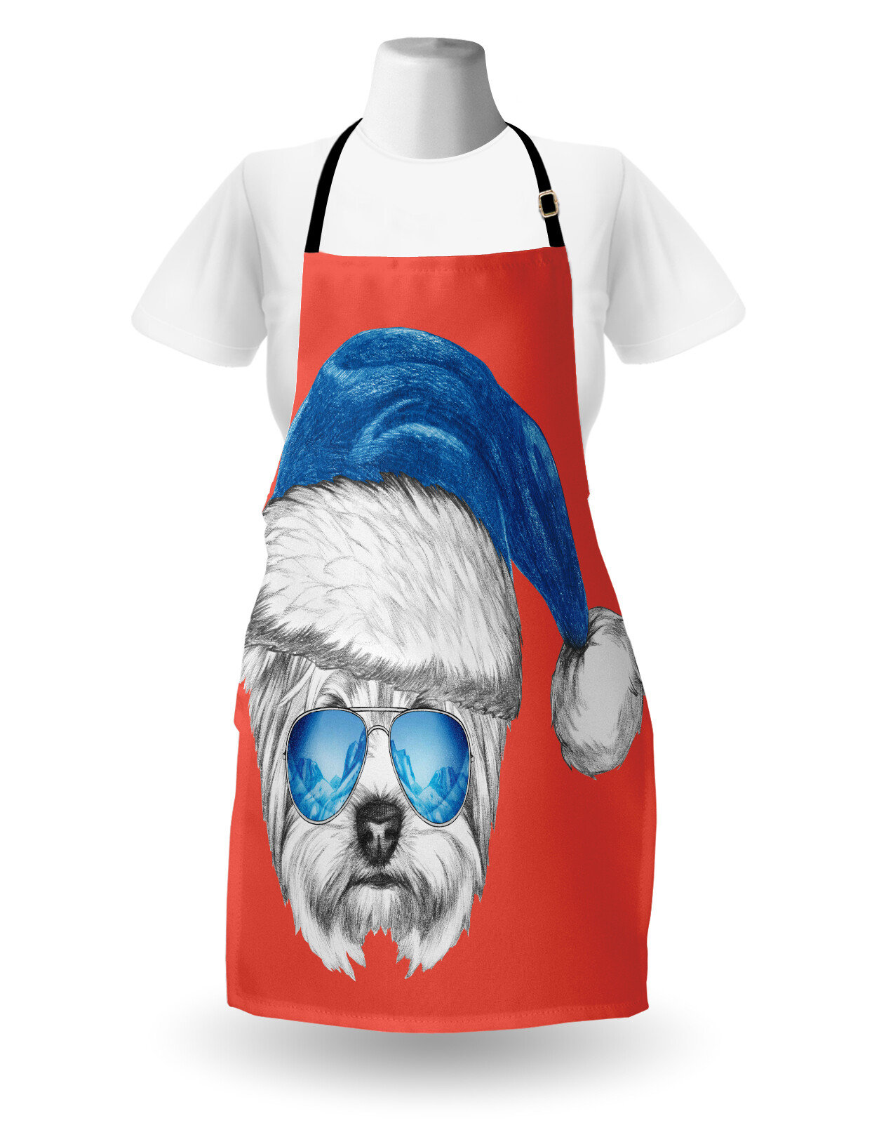 The Holiday Aisle® Yorkie Apron Unisex, Blue Santa Hat Funny, Adult ...