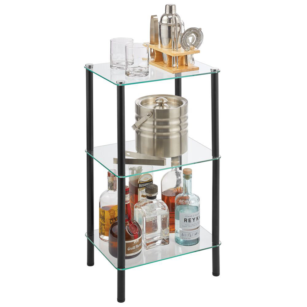 mDesign Metal/Glass 3-Tier Storage Tower with Open Glass Shelves | Wayfair