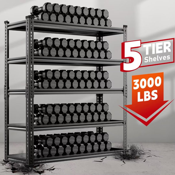 Rebrilliant 48" Wide 5 Tier Garage Storage Shelves Heavy Duty Metal ...