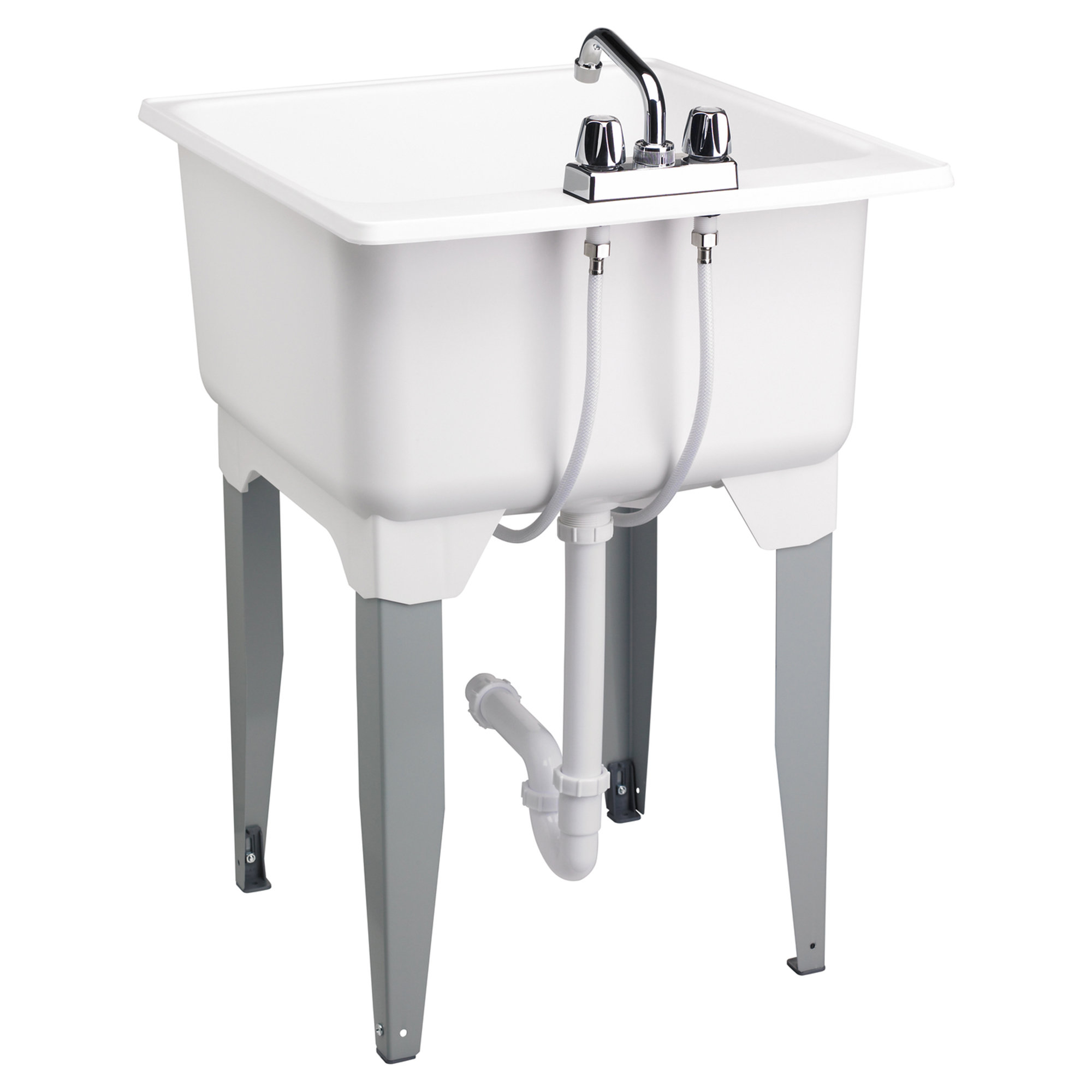 Mustee Utilatub Freestanding 23 in. Utility Sink Combo Kit with 6 in ...