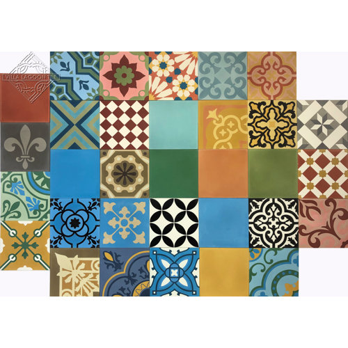 Villa Lagoon Tile Patchwork Colorful 8" x 8" Cement Patterned Wall ...