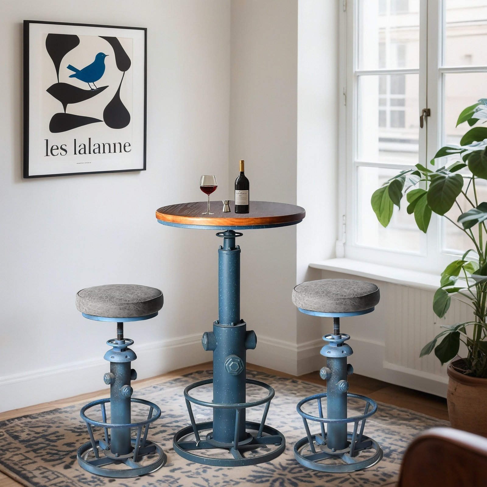 Williston Forge Vintage Bar Table Set For Home Kitchen Industrial ...