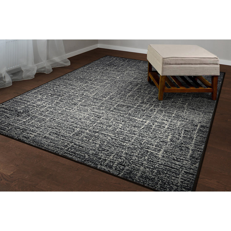 17 Stories Kellems Abstract Pewter Black Performance Area Rug & Reviews ...