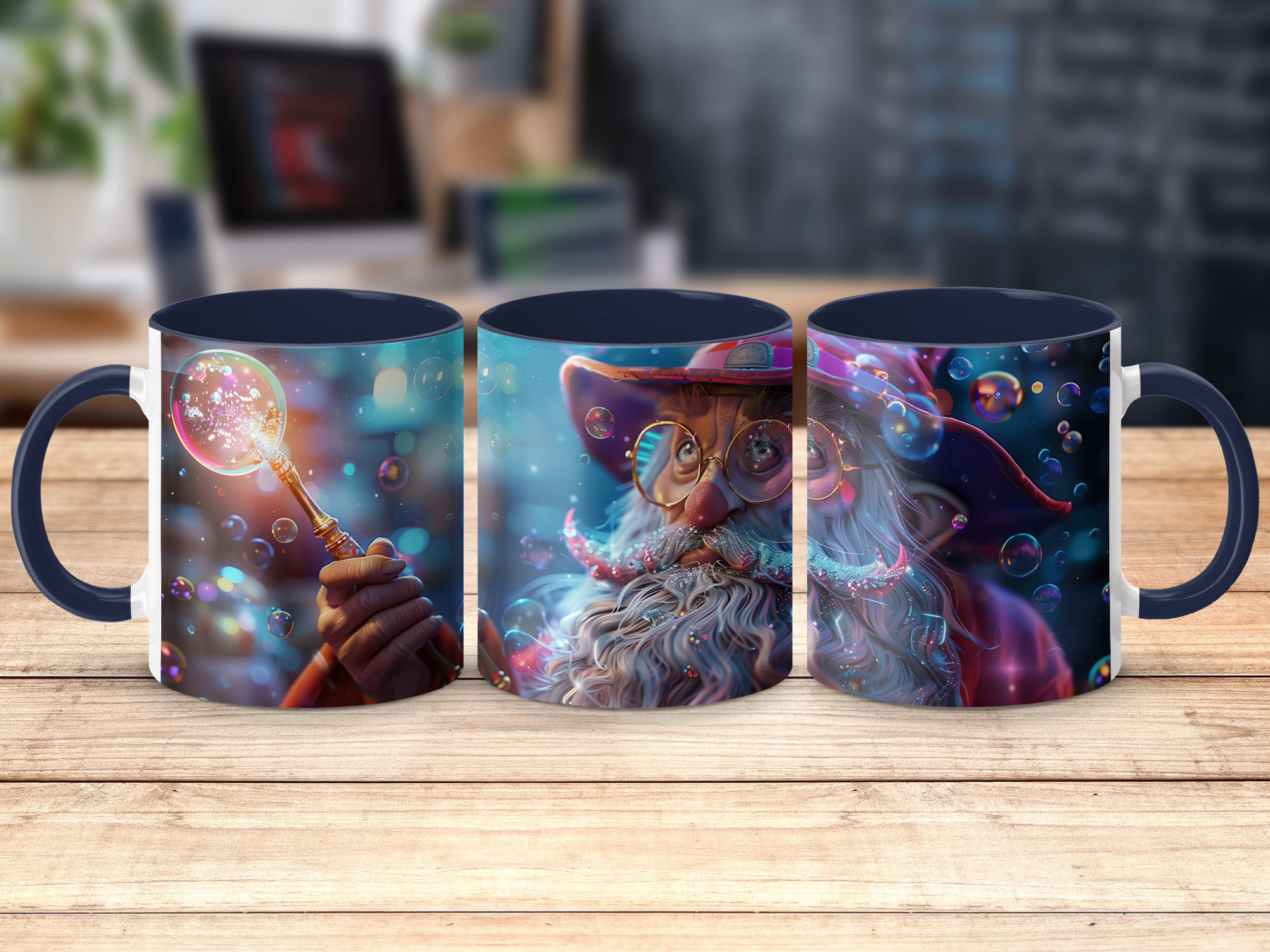 East Urban Home Set of 3 Colourful 3D Design 11oz Accent Mugs – White ...