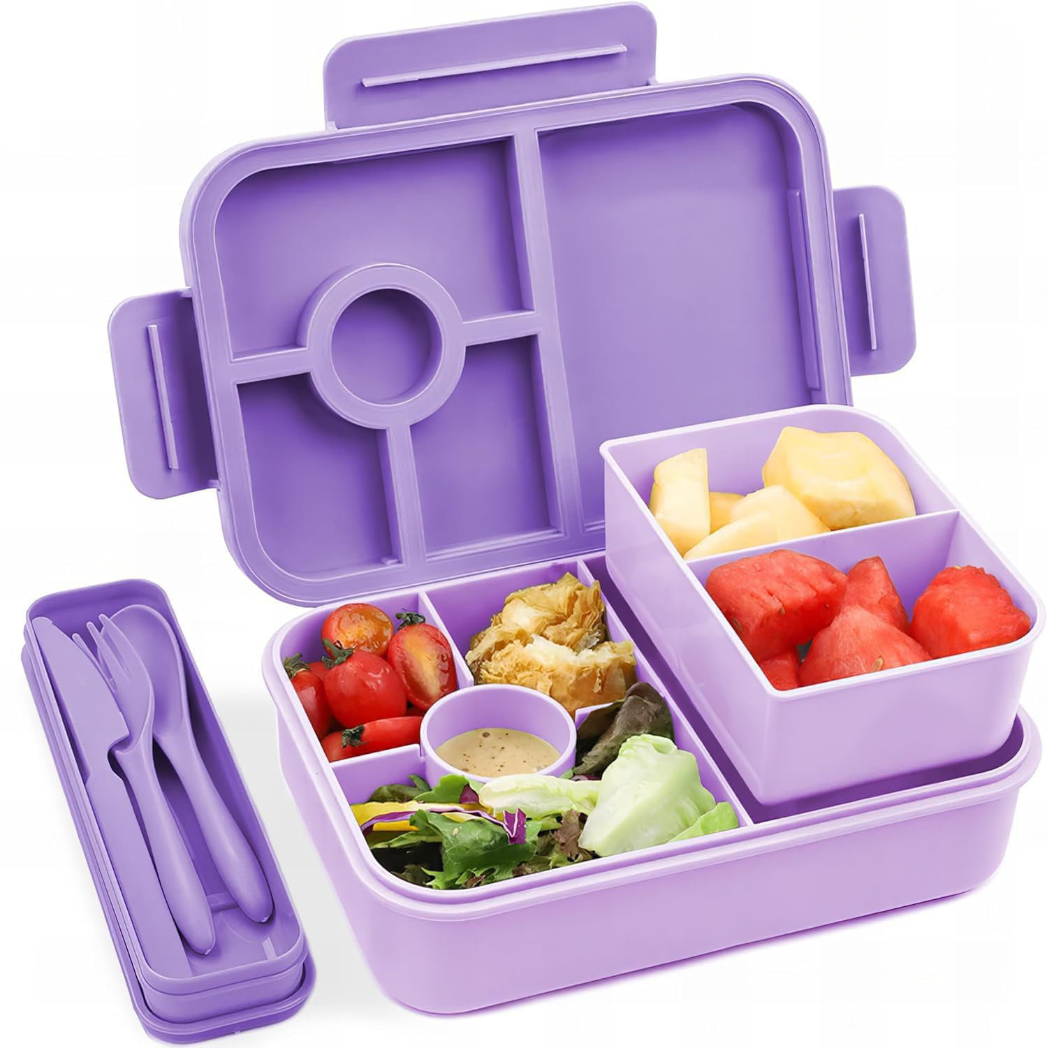 Latitude Run® Bento Box, Bento Lunch Box With 4 Compartments Cutlery ...