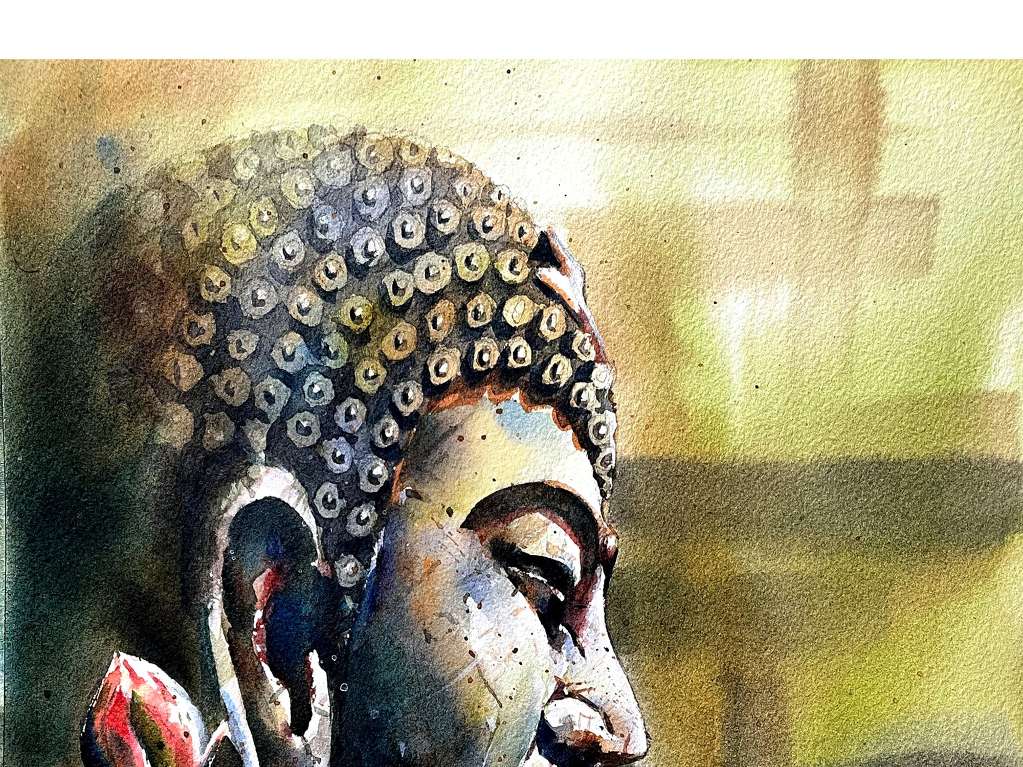 Exotic India Buddha Watercolor Painting | By Jugal Sarkar | Wall Décor ...