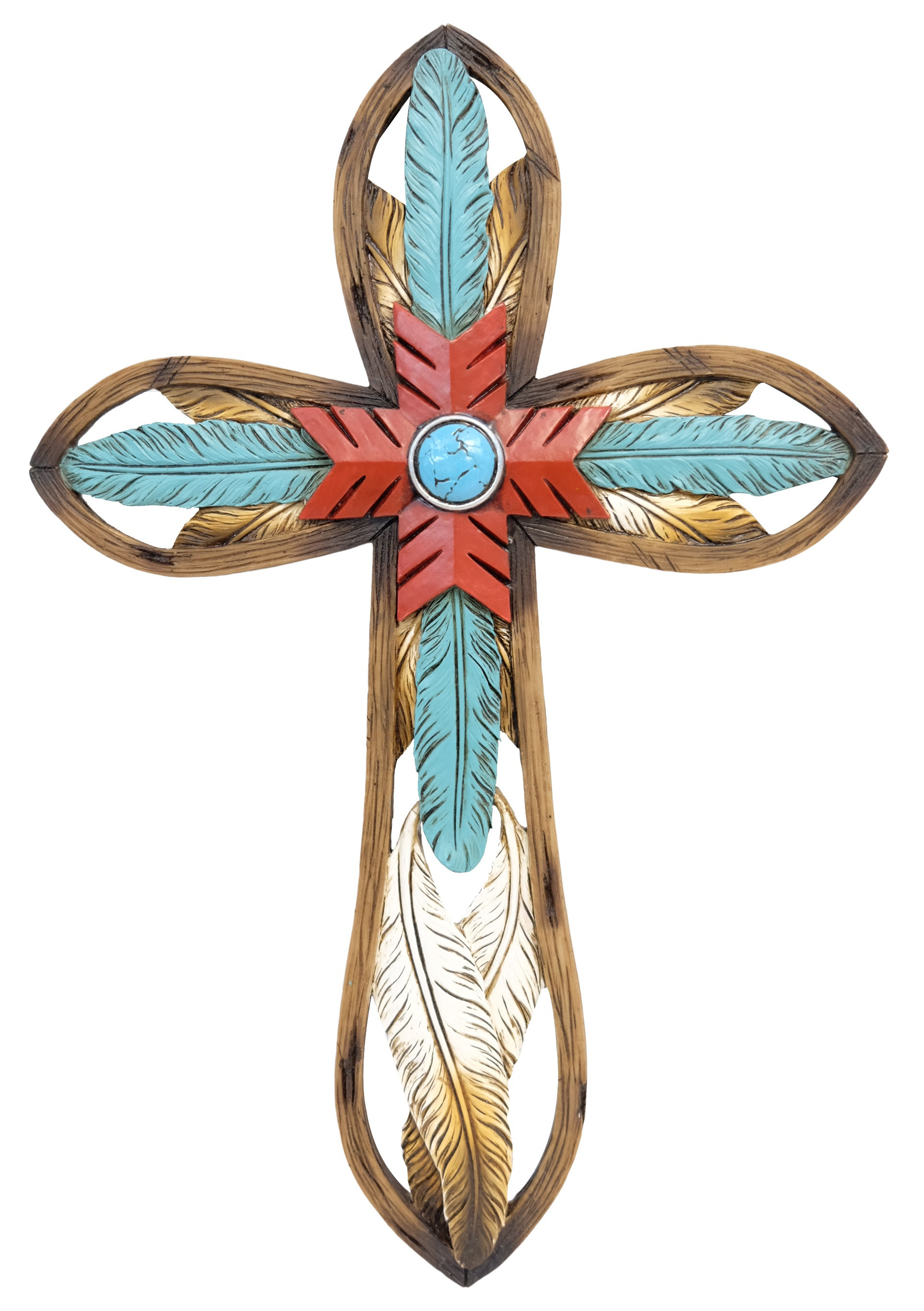 Trinx Southwestern Feather Hanging Wall Cross & Reviews | Wayfair