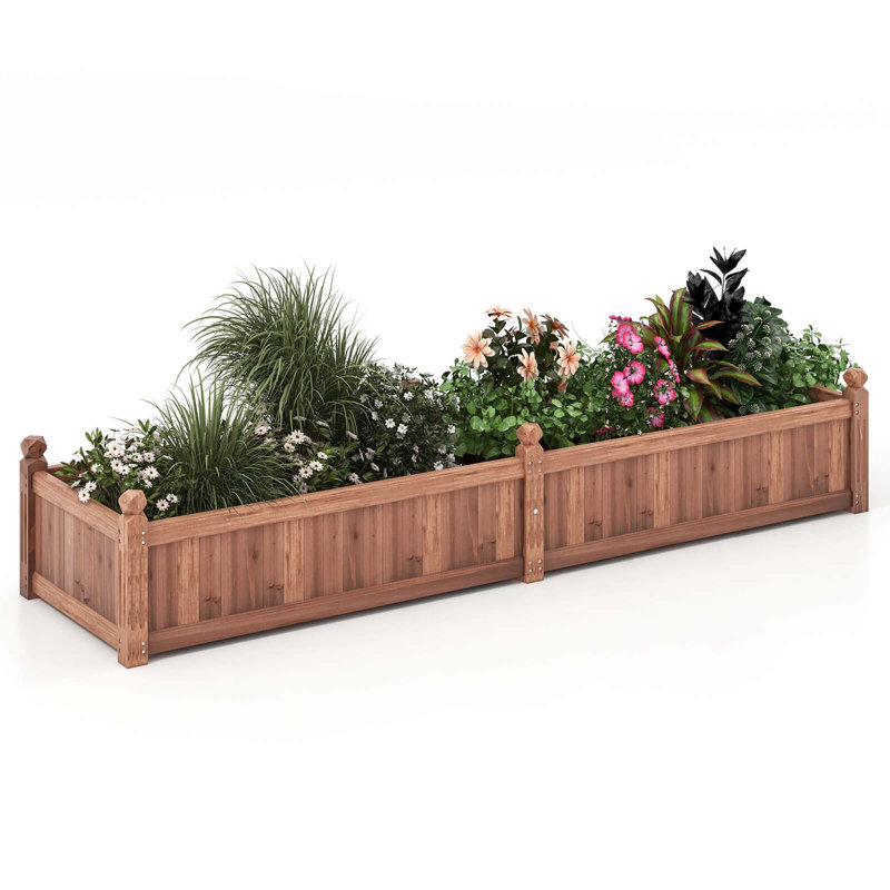 Arlmont & Co. Wooden Raised Garden Bed Outdoor Rectangular Planter Box ...
