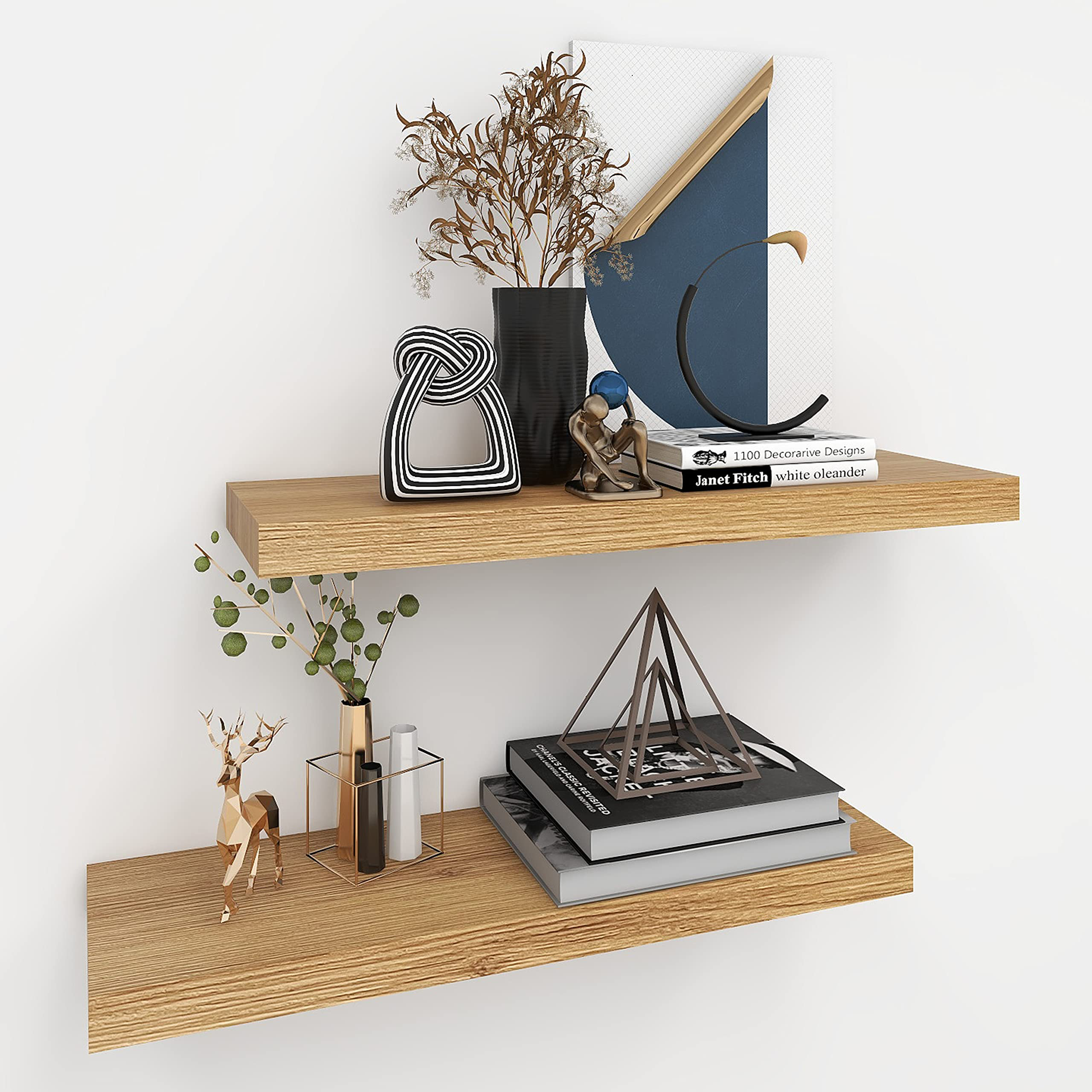 Latitude Run® Oak Floating Shelves For Wall,24In Wall Mounted Display ...