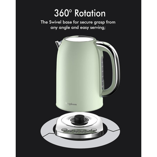 Longdeem 1.7L Electric Kettle, 1500W, Quick Boil, Cordless, LED, Temp ...