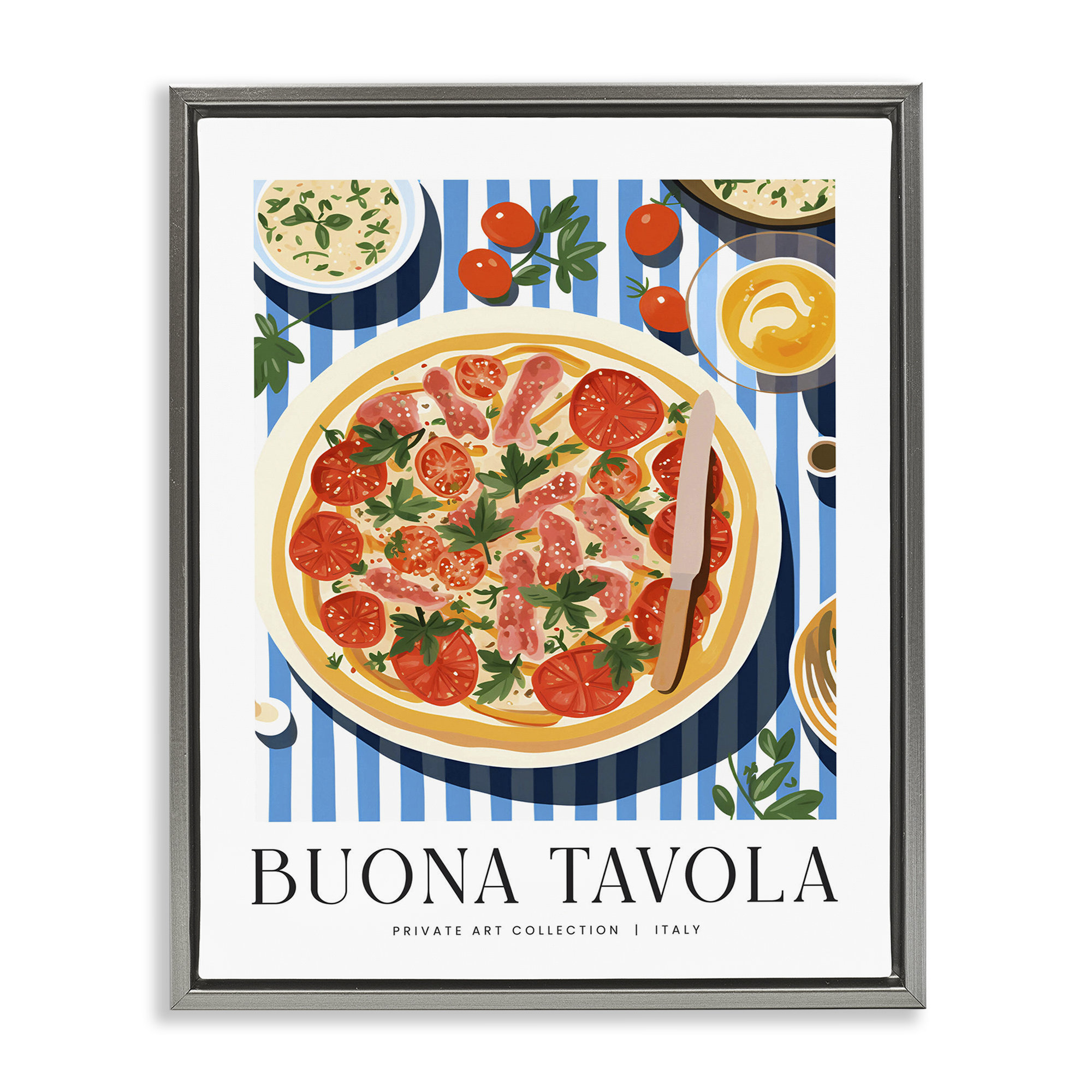 George Oliver Buona Tavola Classic Pizza Framed Floater Canvas Wall Art ...