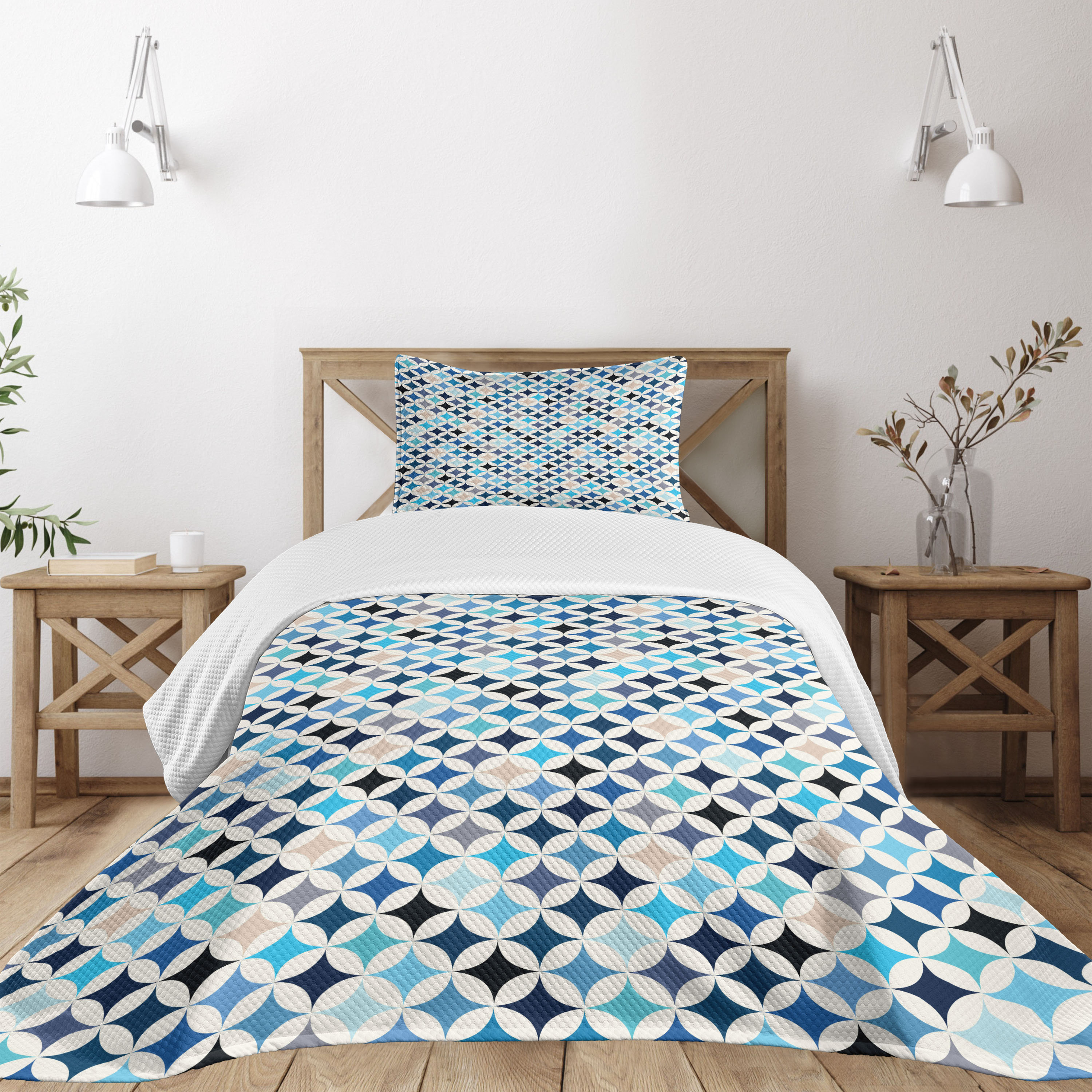 Ambesonne Geometric Bedspread Set Modern Blue Circles Multicolor | Wayfair