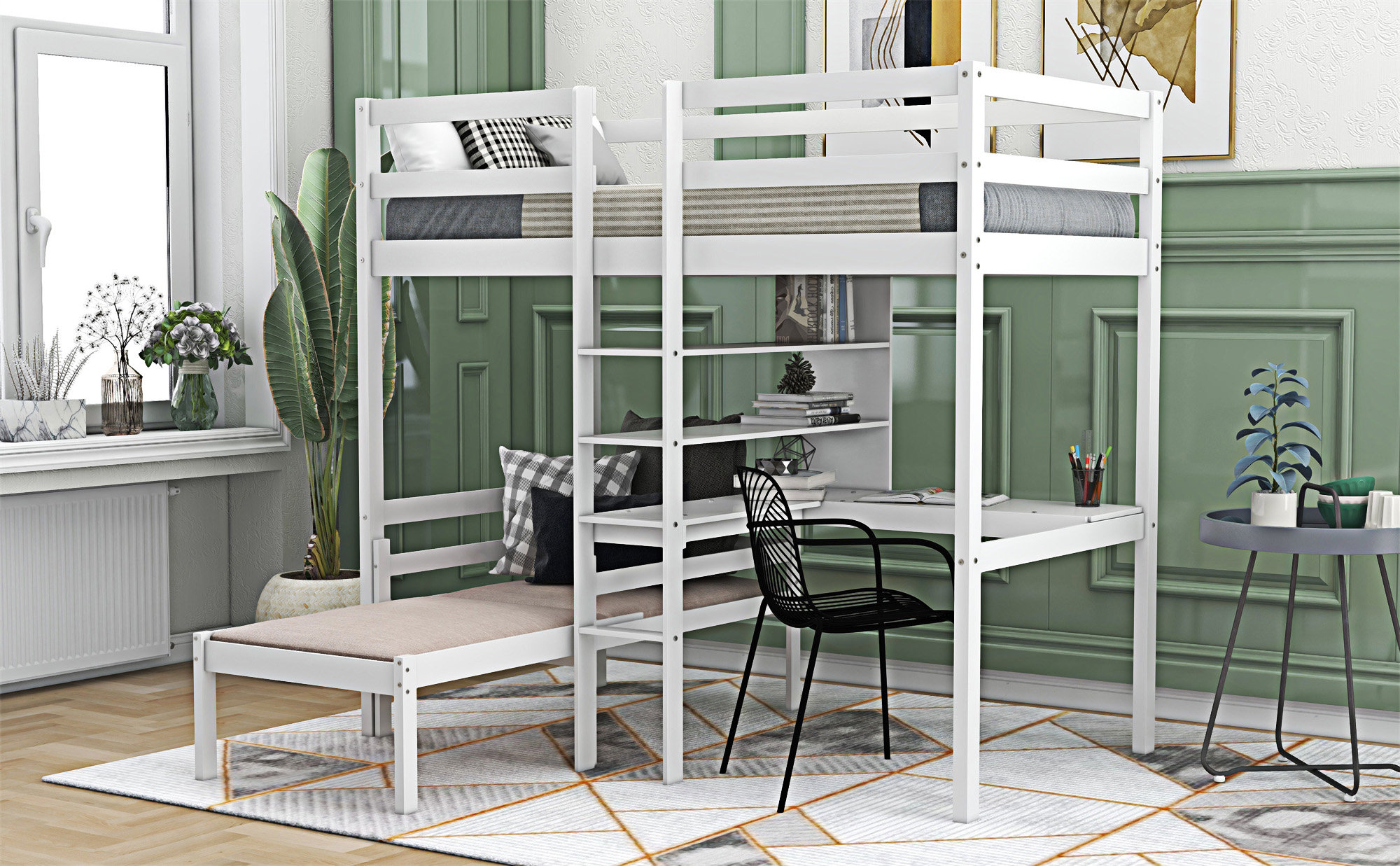 Latitude Run® Convertible Loft Bed With L-Shape Desk | Wayfair