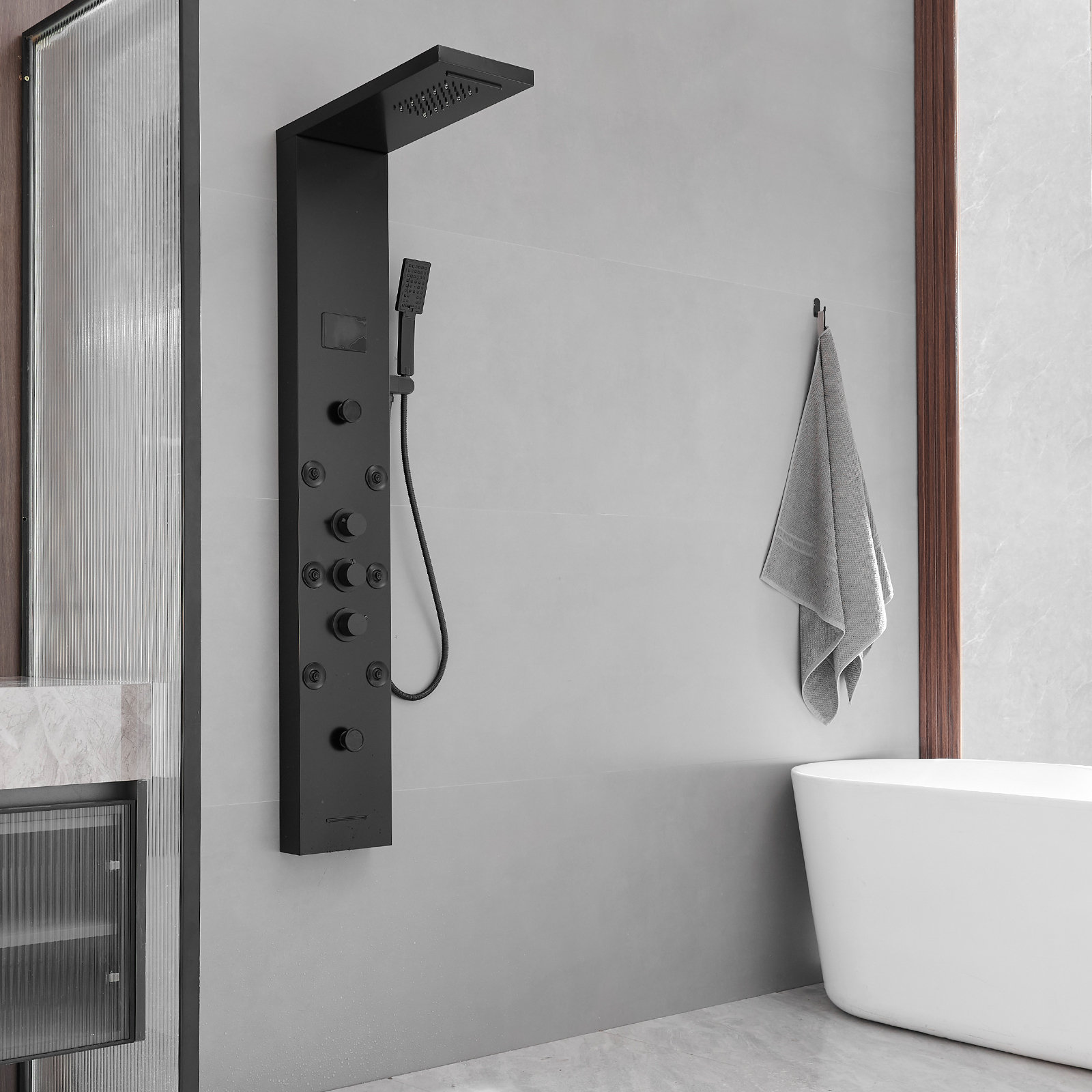 Greenspring 5-In-1 8-Jet Shower Panel Tower System With Rainfall ...