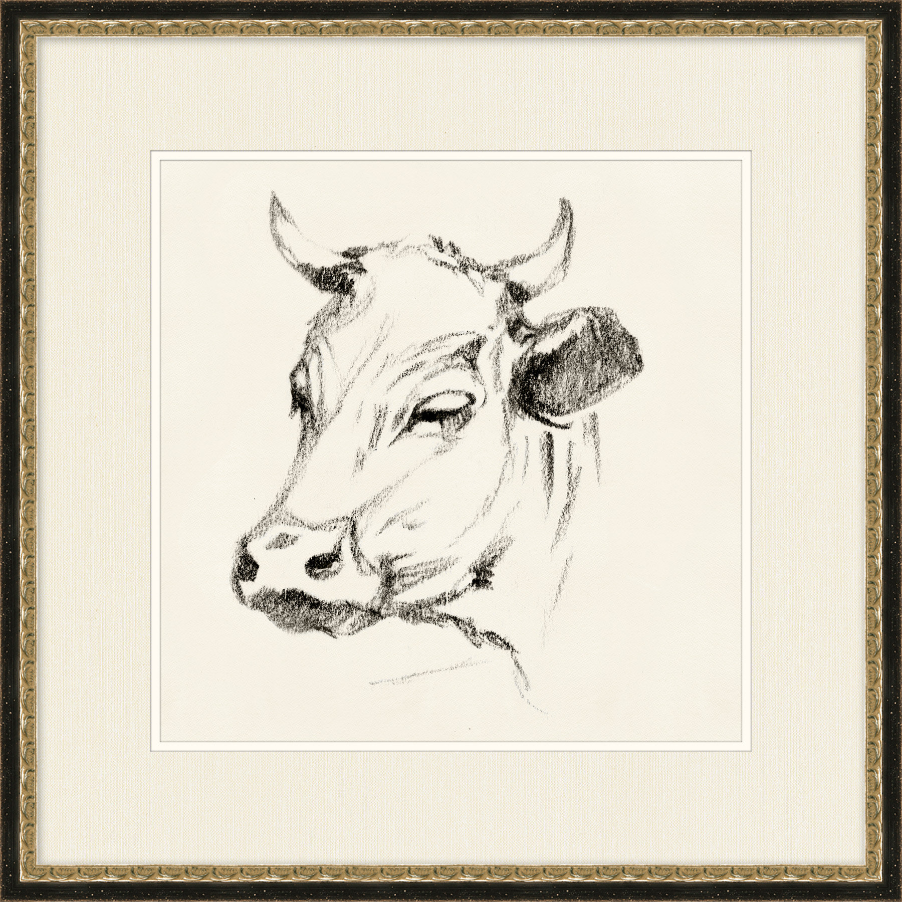 Wendover Art Group Country Cow Sketches 3 - Picture Frame Drawing Print ...