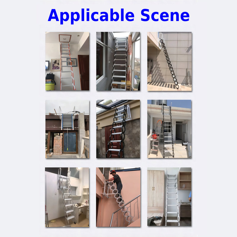 WFX Utility™ Istres Wall Mounted Folding Ladder Black Loft Attic Stairs ...