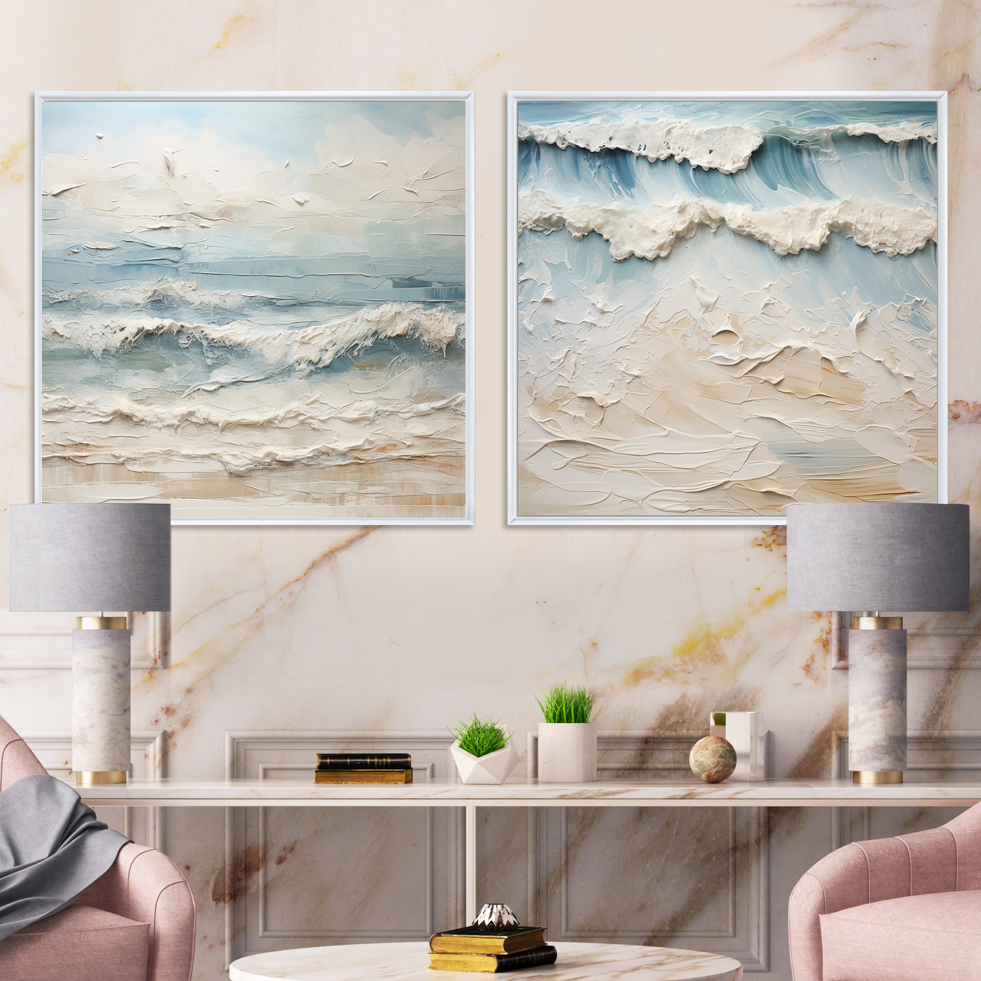 Dovecove Beige And Blue Coastal Beach Paint - Coastal Beach Square ...