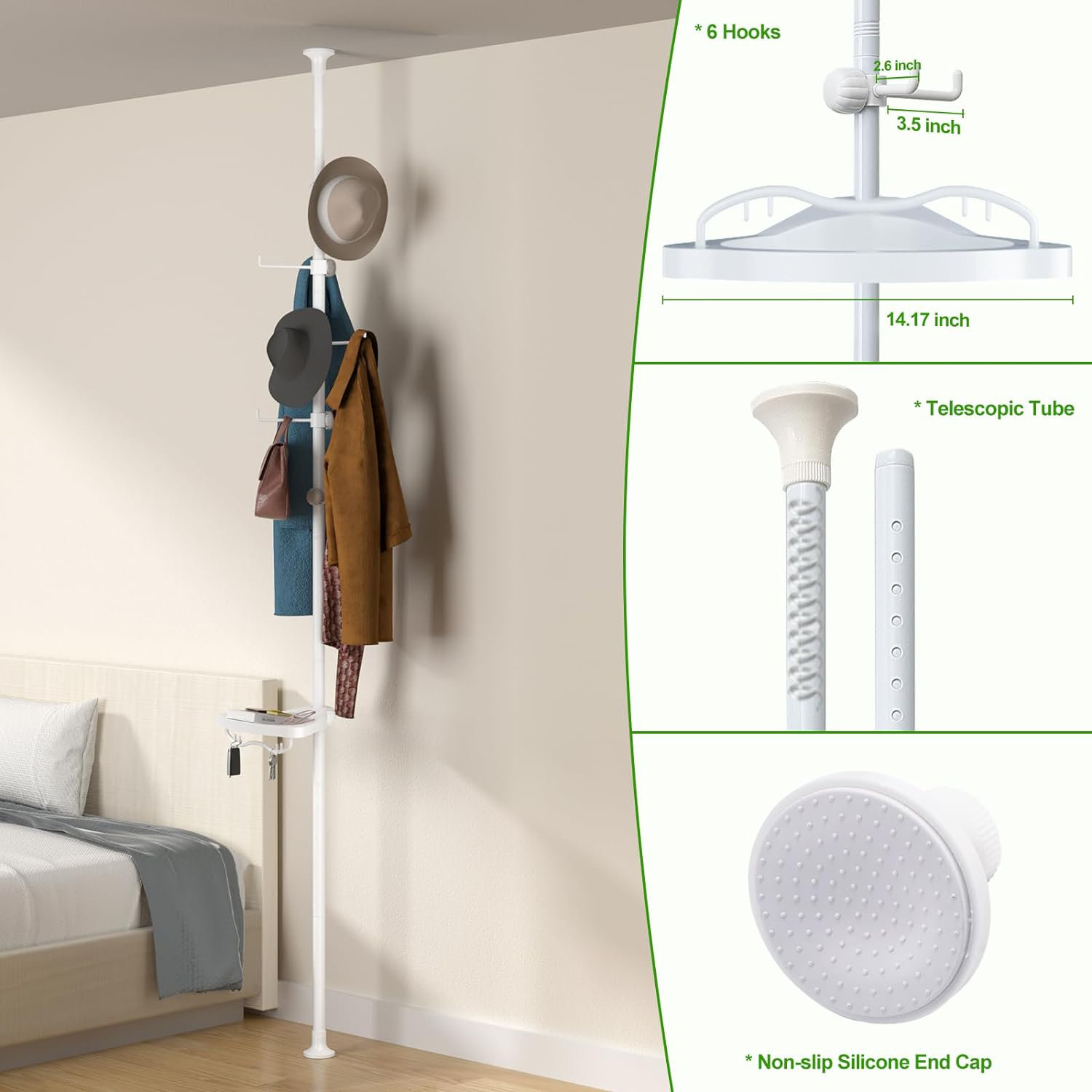 Latitude Run® Coat Rack Freestanding, One Touch Steel Coat Rack with ...