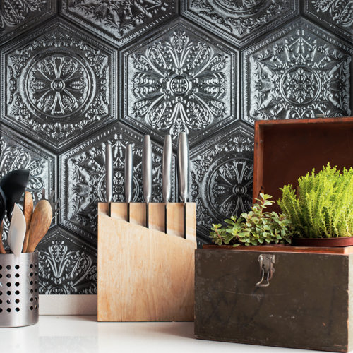 Merola Tile Zinc Hex 10" x 12" Porcelain Metal Look Wall & Floor Tile ...