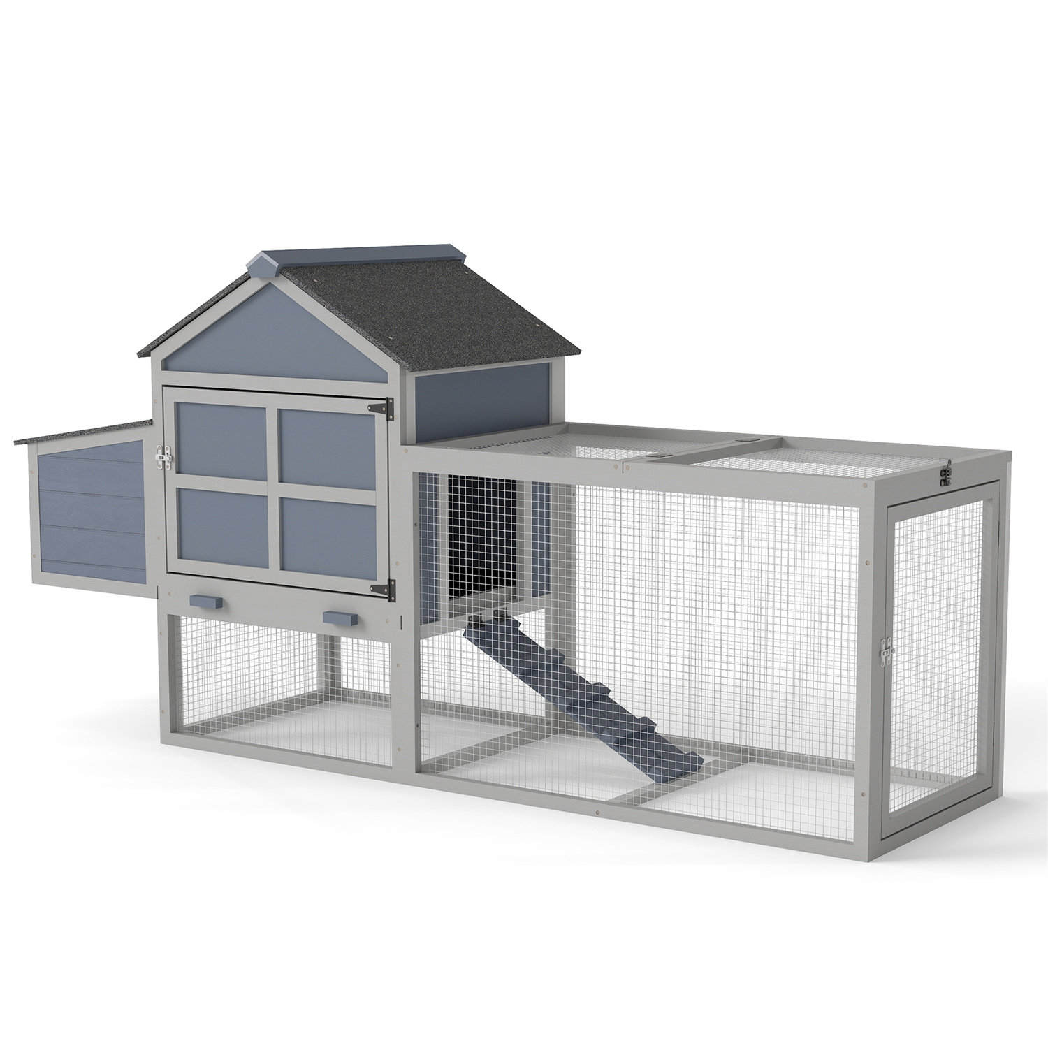 8UHNK™ Three-box grey chicken coop, outdoor wooden chicken house with ...