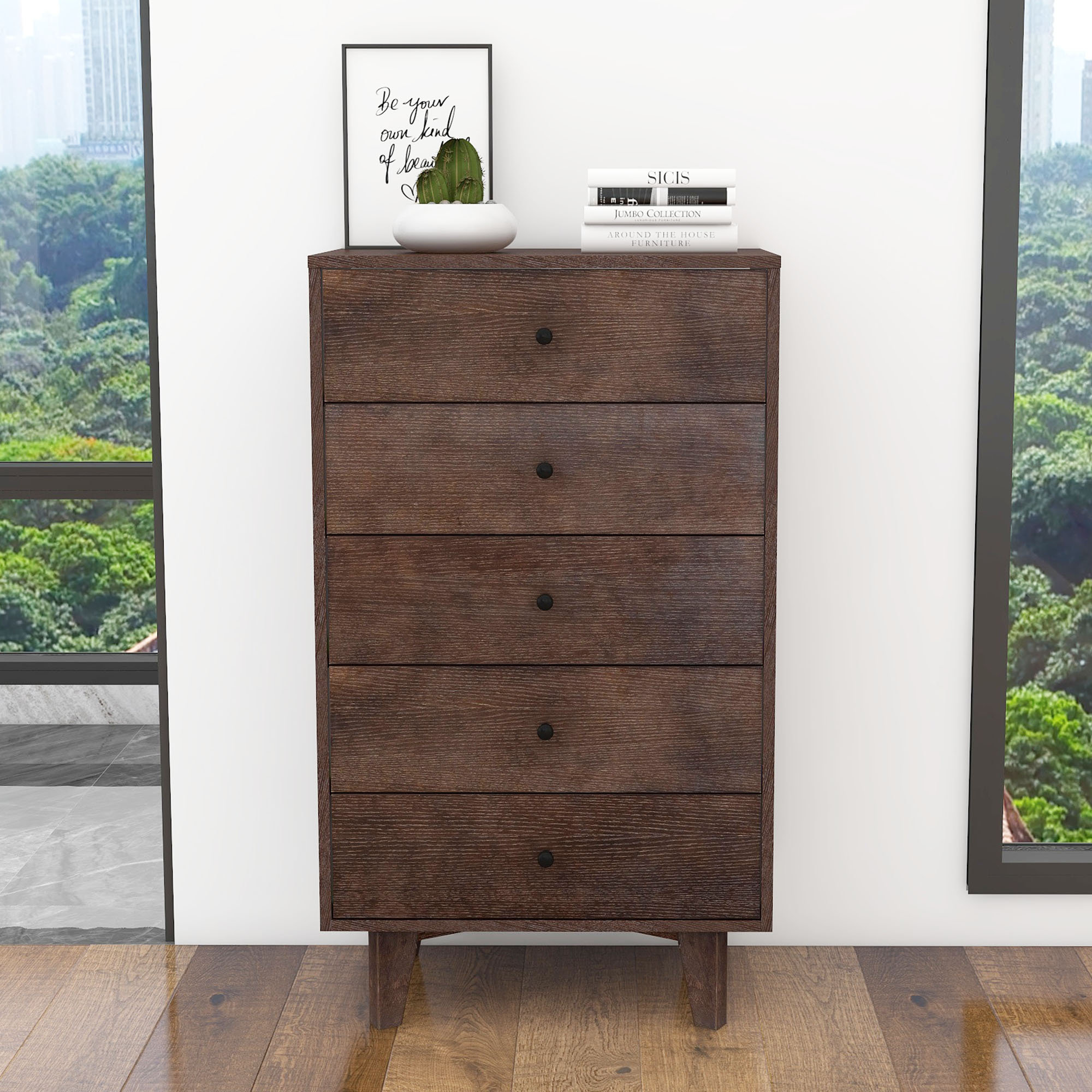 George Oliver 5 - Drawer Dresser,Tall Dressers for Bedroom,Modern 5 ...