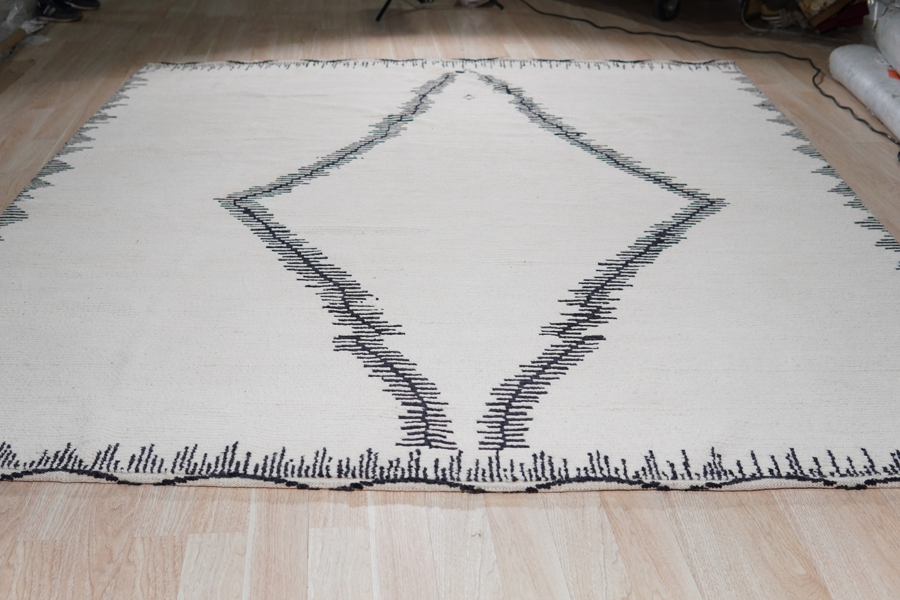 EORC Moroccan Ivory Hand Knotted Wool Rug | Wayfair