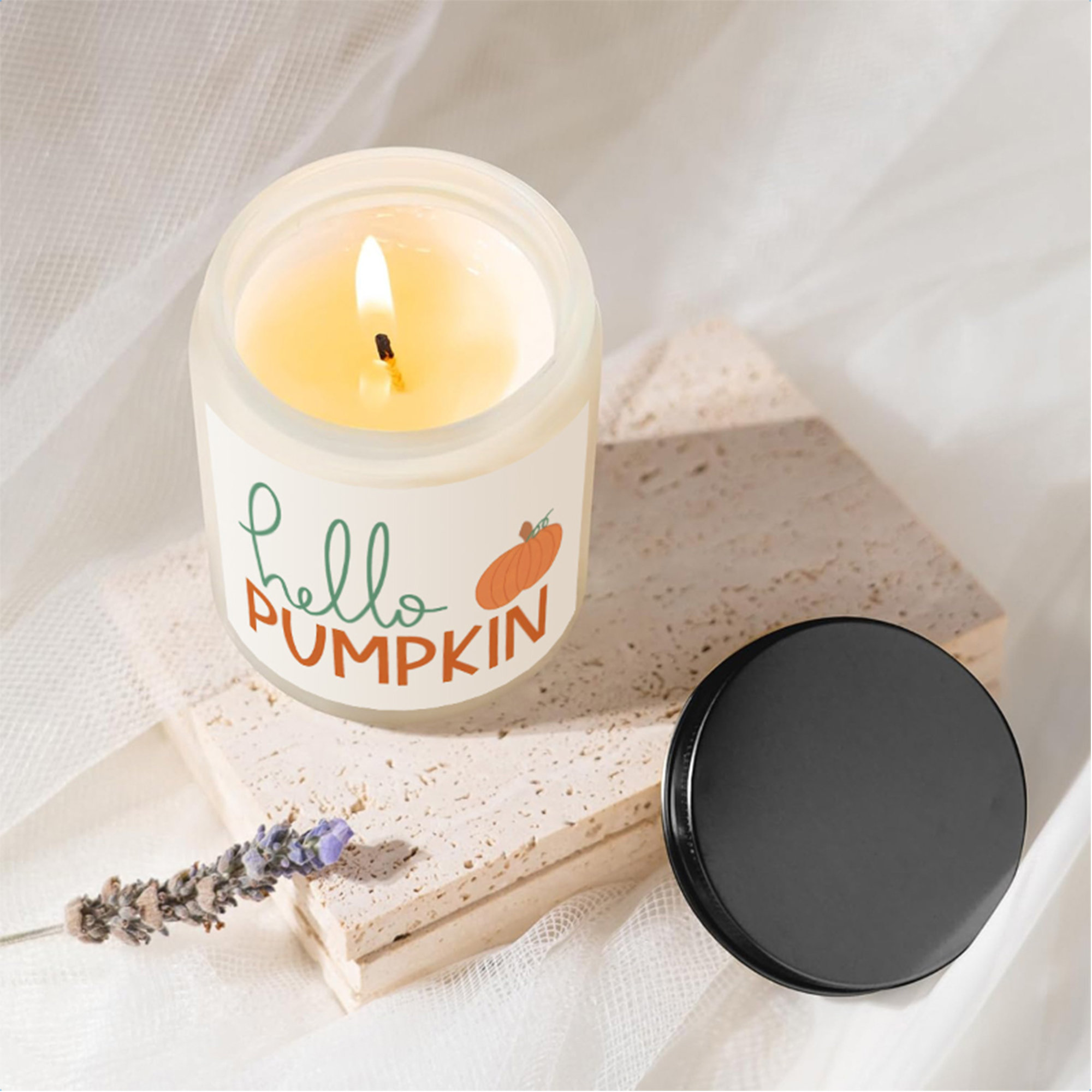 The Holiday Aisle® Hello Pumpkin Scented Candle Fall Autumn Themed ...