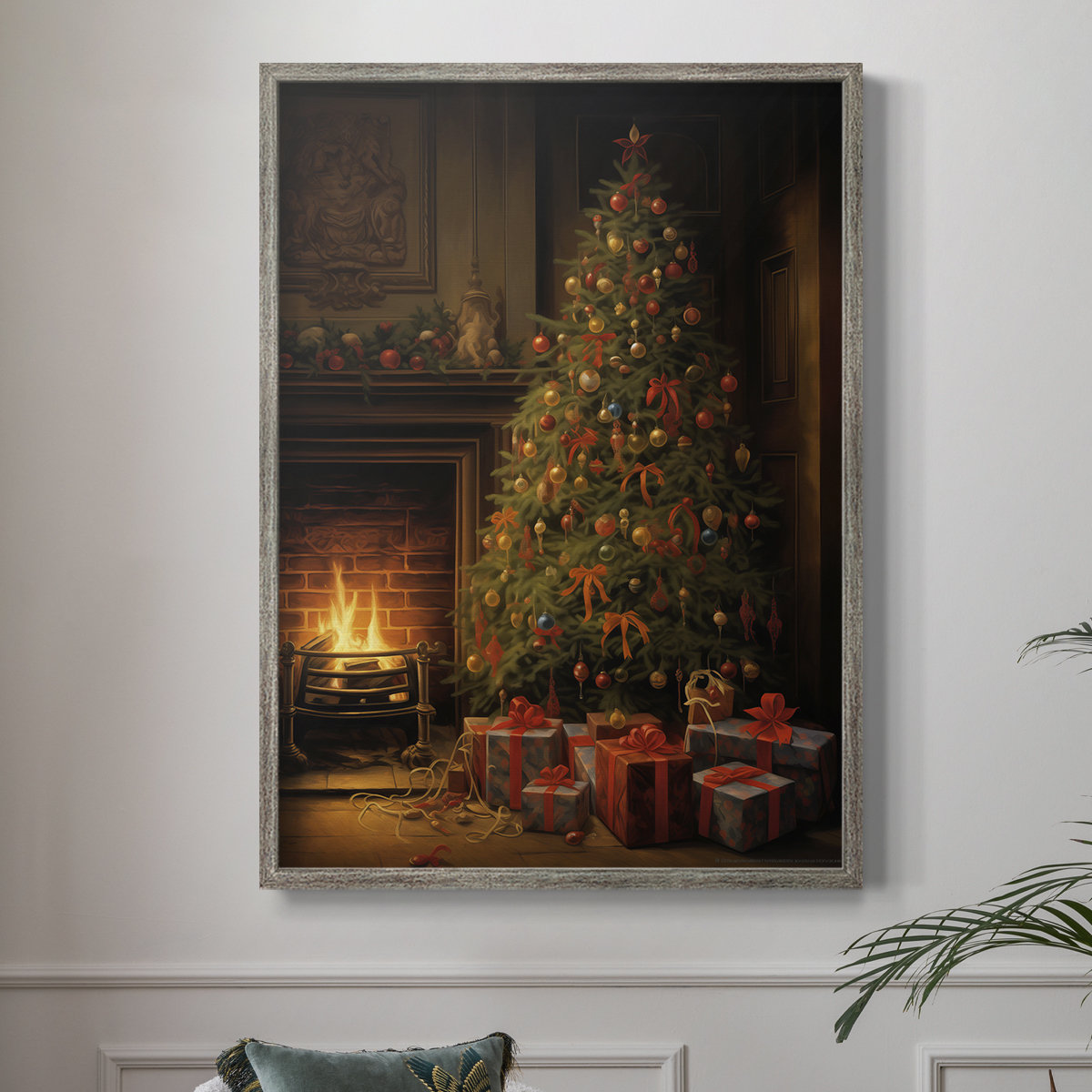 The Holiday Aisle® Christmas Holiday Art DCLV Framed Print - Solid Wood | Wayfair