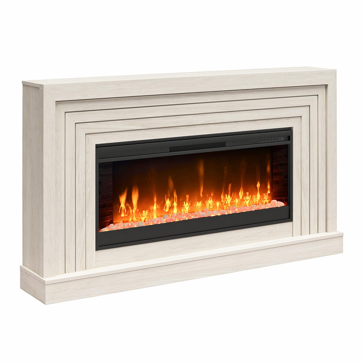 Novogratz Monroe Wide Mantel Stone and Crystal Electric Fireplace ...