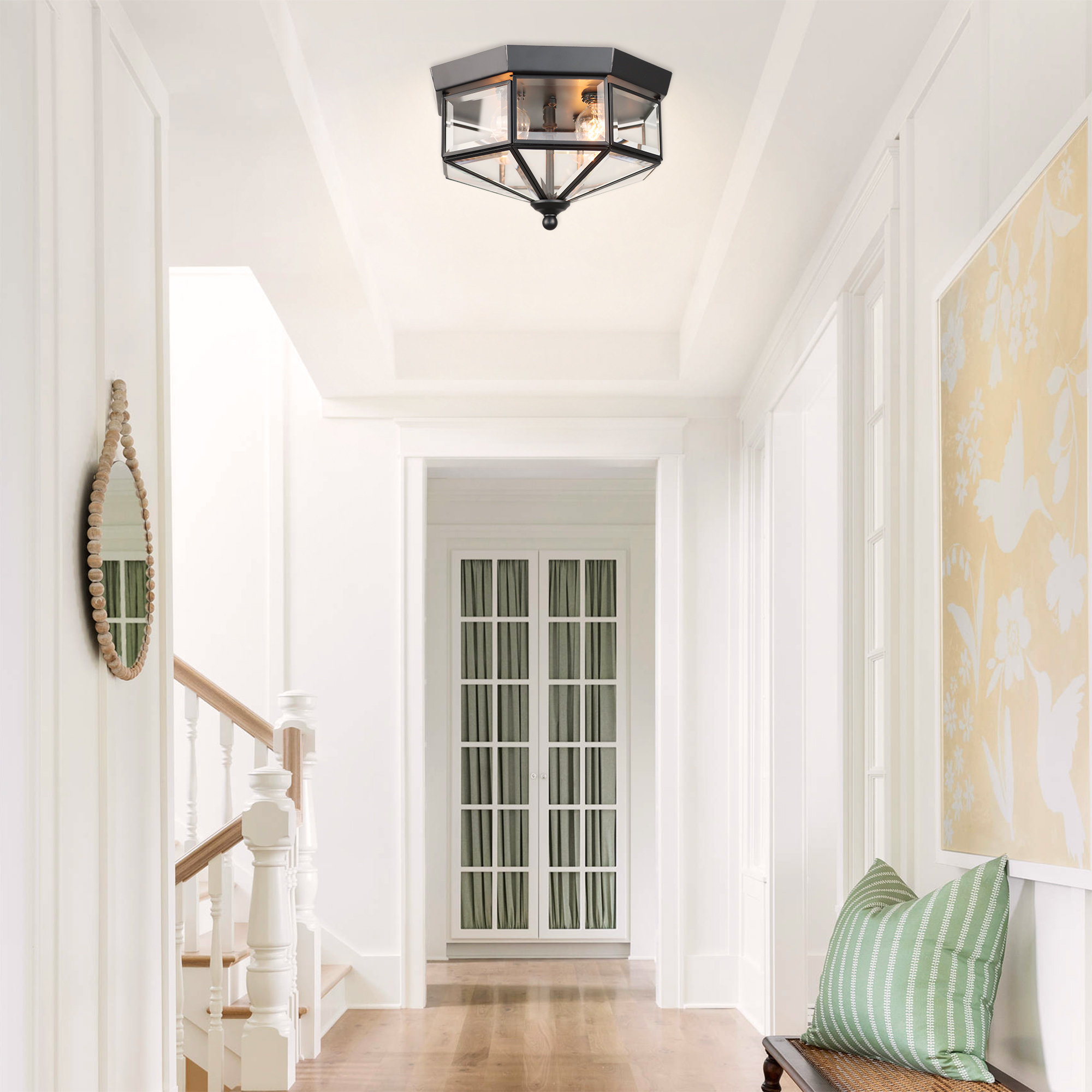 House of Hampton Flush Mount Outdoor Ceiling Light Fixture, 4 Light ...