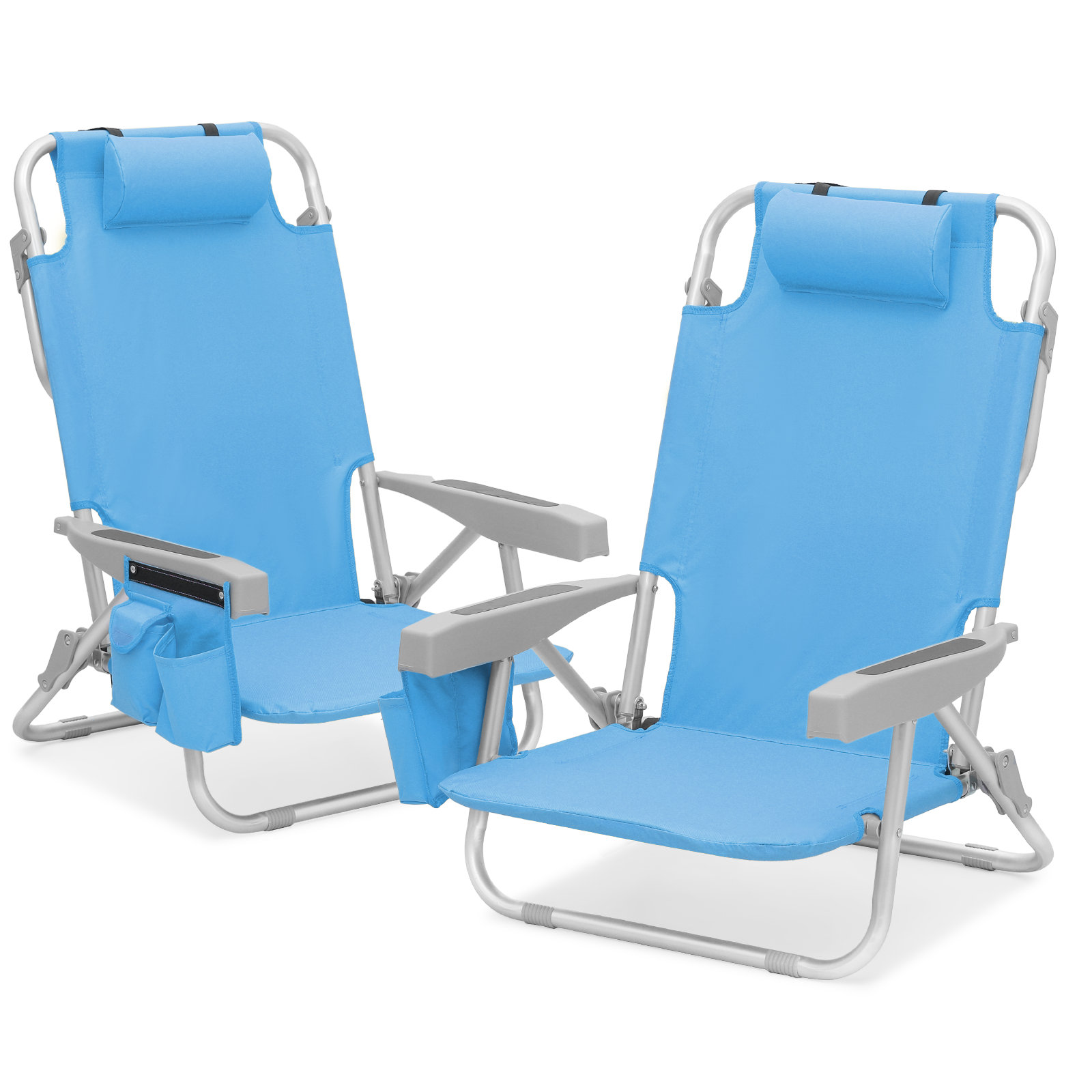 Arlmont & Co. Portable Beach Chairs Set Of 2 With Back Pack Straps ...