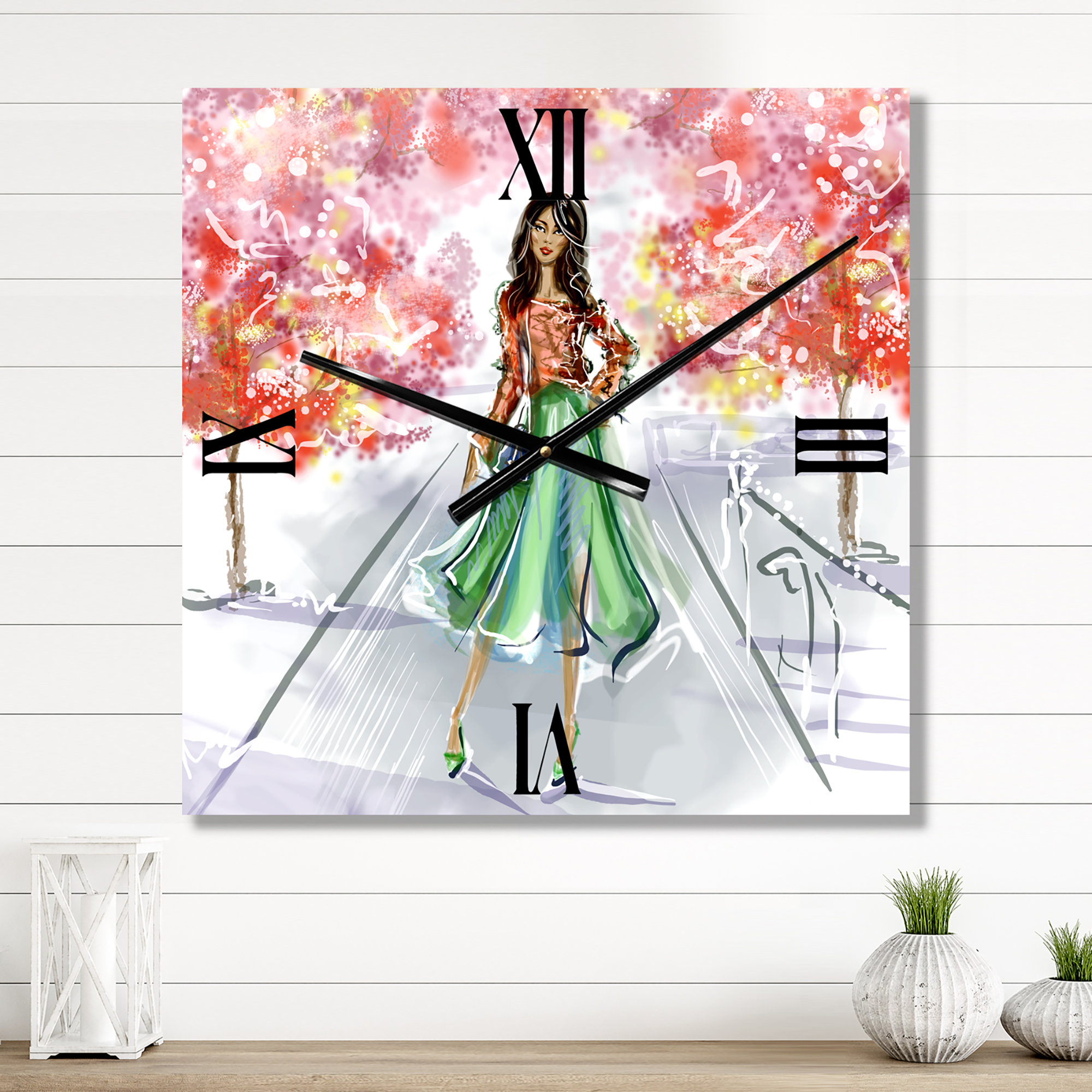 East Urban Home Beautiful Girl Wearing Fashionable Clothes in Park ...