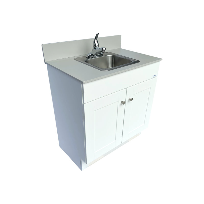 MONSAM Portable Sink Single Basin Self Contained Sink – WHITE Wood ...