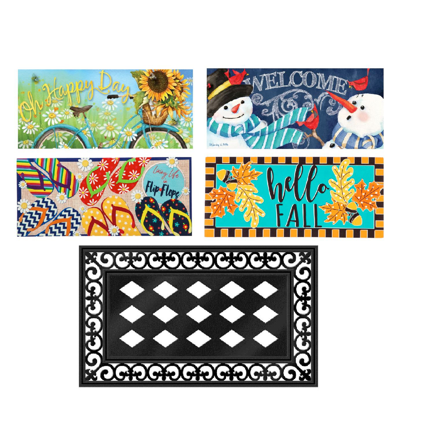 Evergreen Enterprises, Inc Sassafras 5-Piece Welcome Mat and Frame with ...