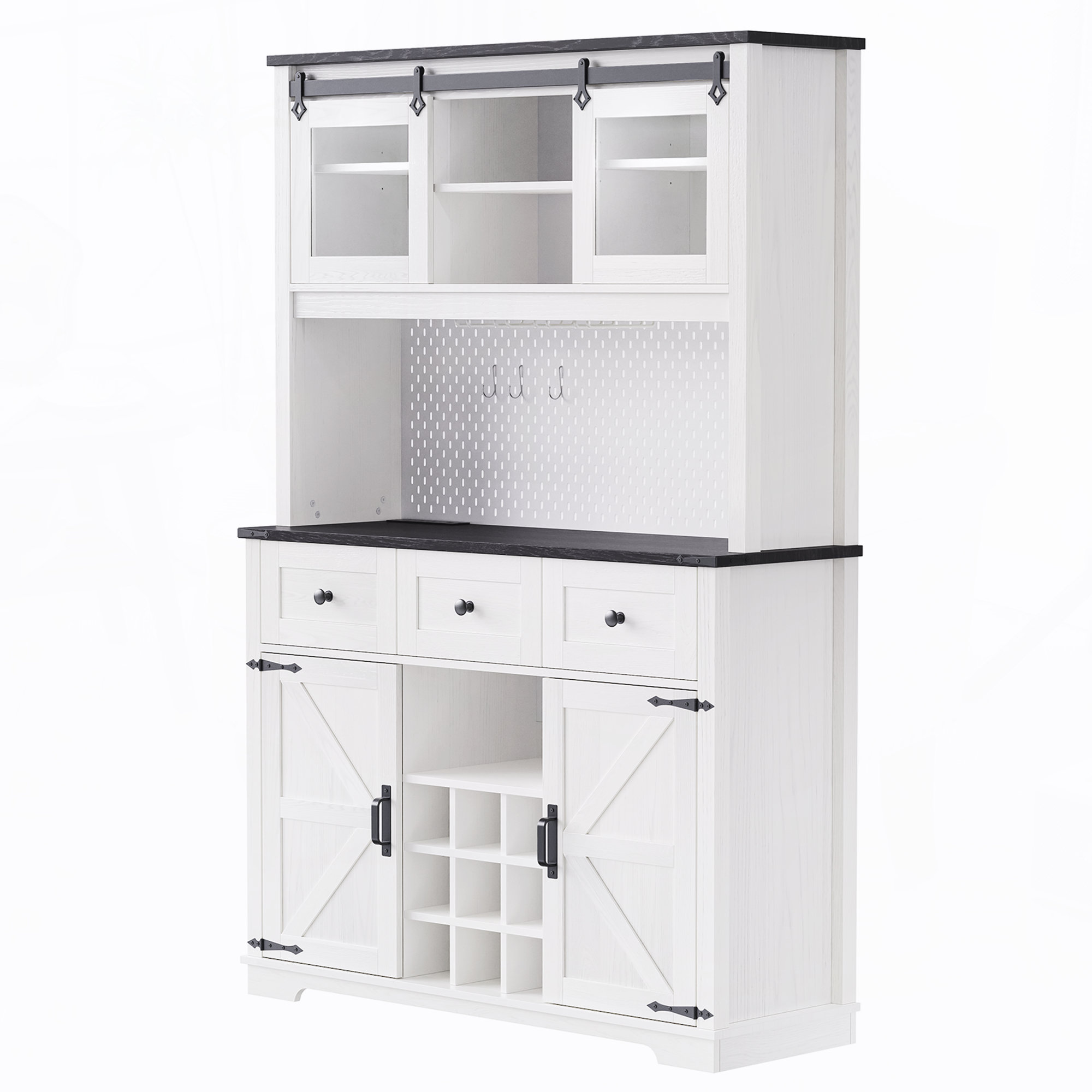 August Grove® 71" Farmhosue Pantry Cabinet with Internal Storage Rack ...