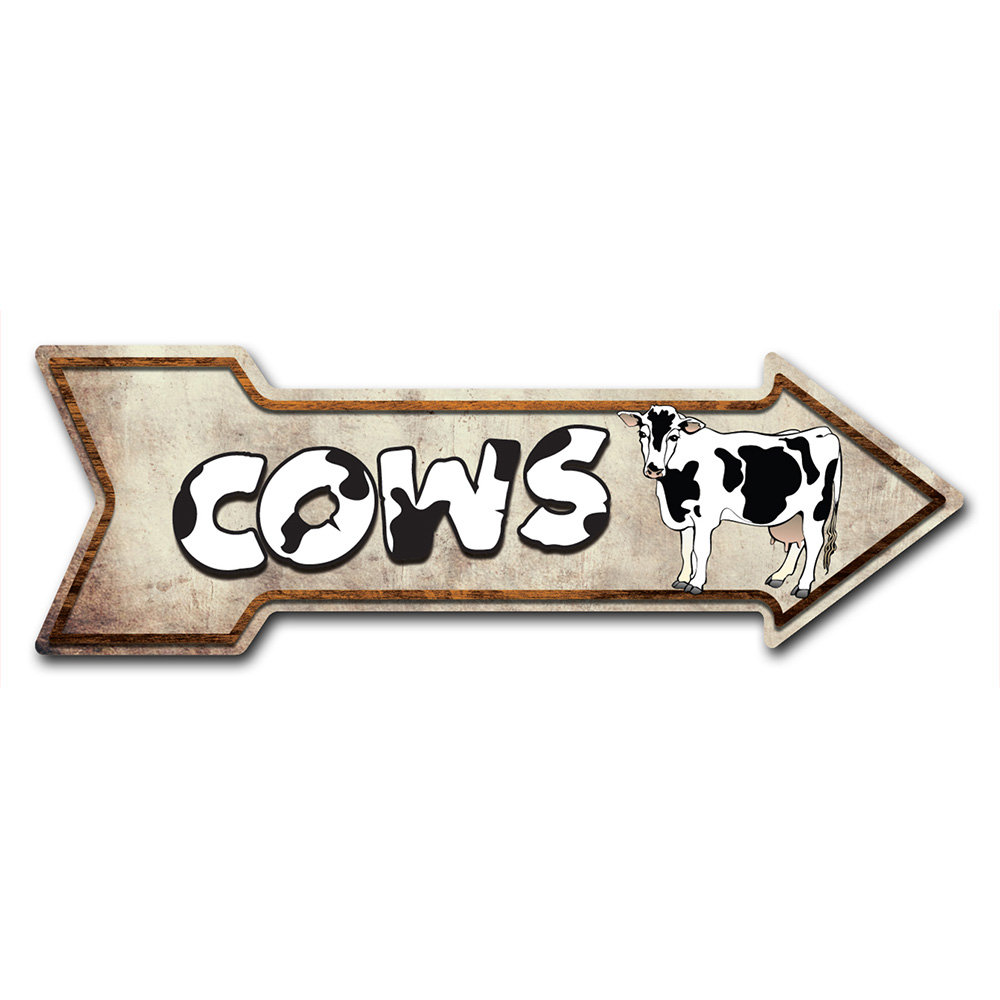 SignMission Decal-999898_Cows Arrow Decal Funny Home Décor 24" Wide ...