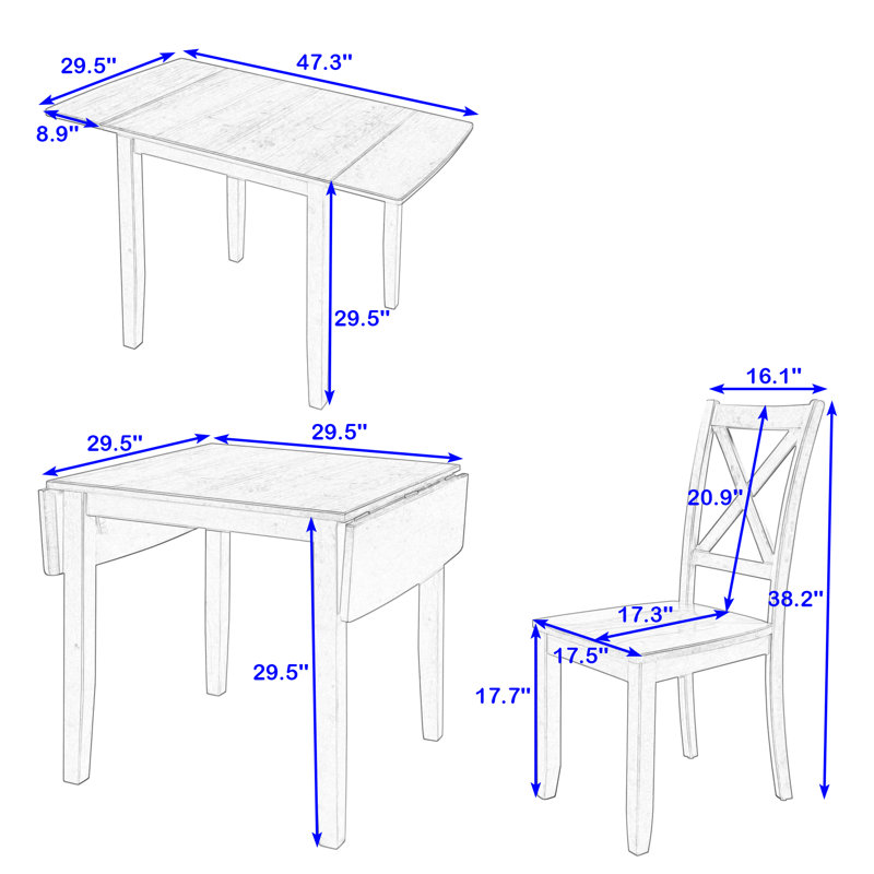 Gracie Oaks Rainar 3 - Piece Extendable Dining Set with Drop Leaf, 2 ...