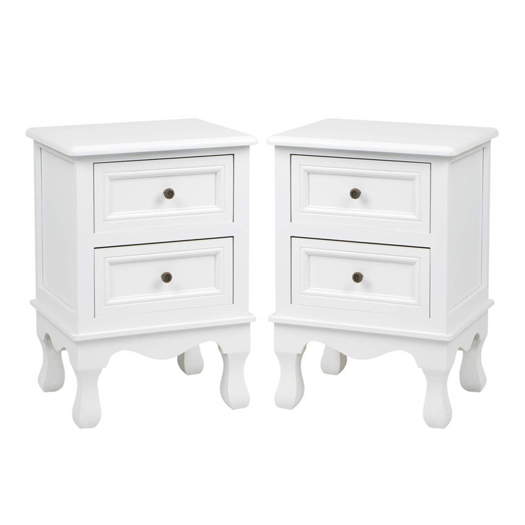 Marlow Home Co. Pentillie 2 Drawer Bedside Table Set of 2（L:35cm，W:30cm ...