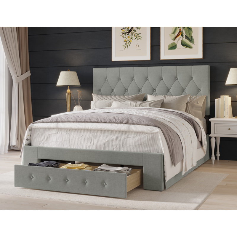 Lark Manor™ Allegretto King Tufted Upholstered Storage Panel Bed ...