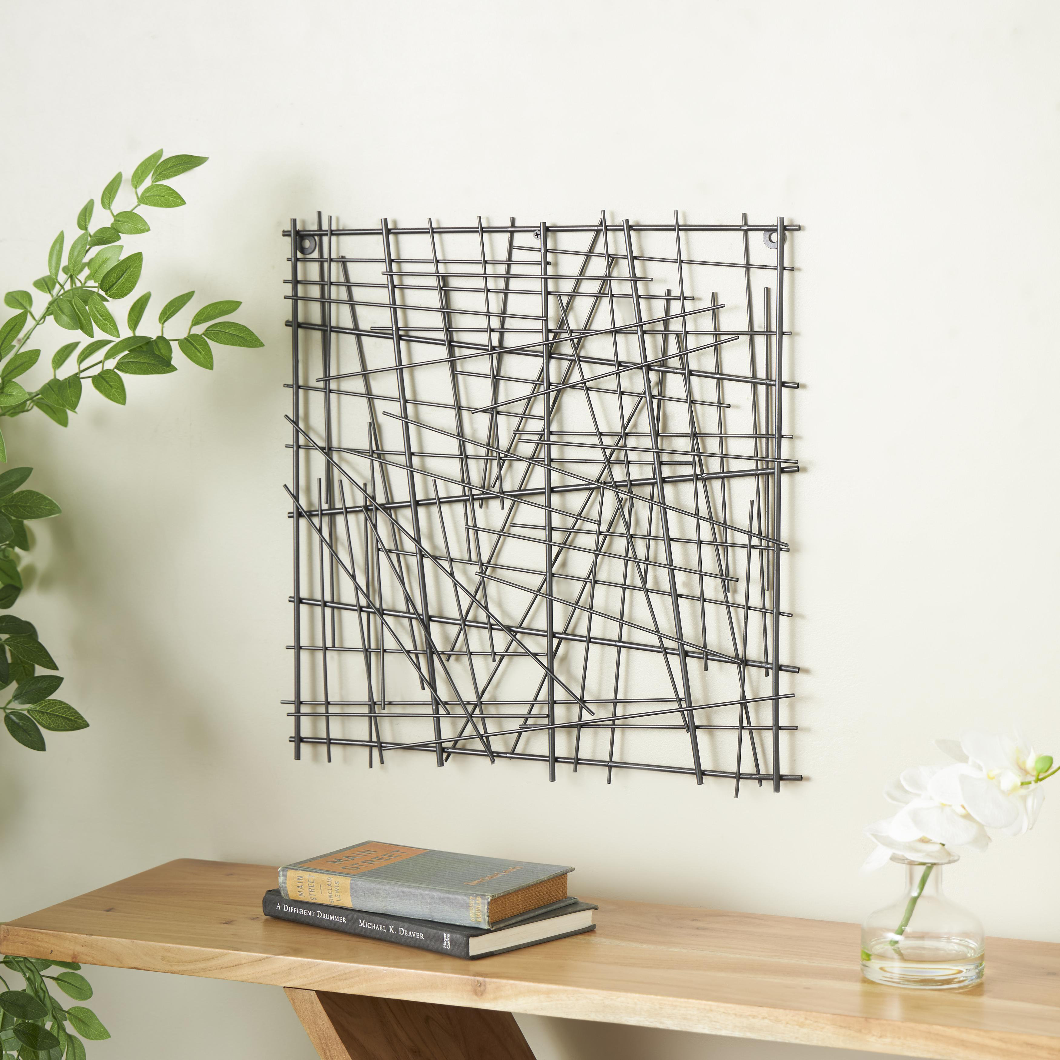 Wrought Studio™ Cole And Grey Metal Overlapping Sticks Abstract Wall ...