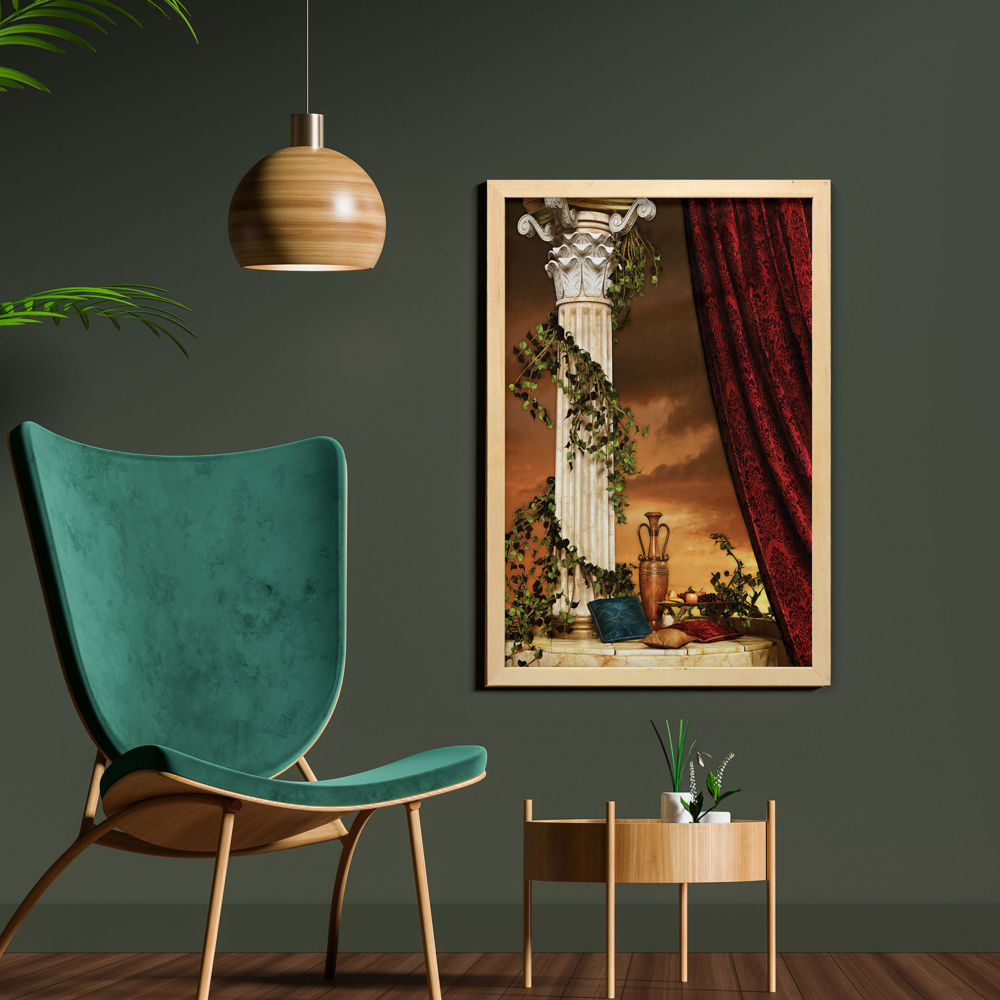 East Urban Home Greek Style Scene Climber Pillow Fruits Vine and Red ...