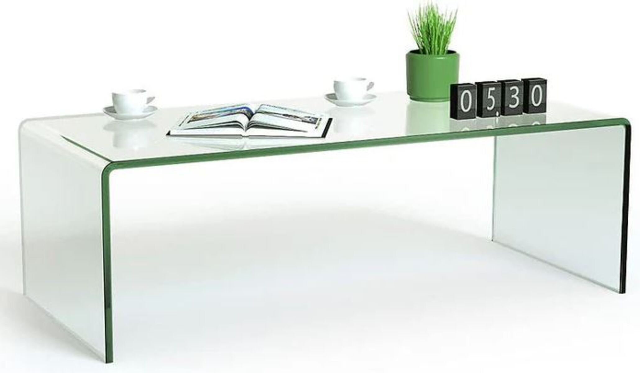 Everly Quinn Taurus Waterfall Glass Coffee Table | Wayfair