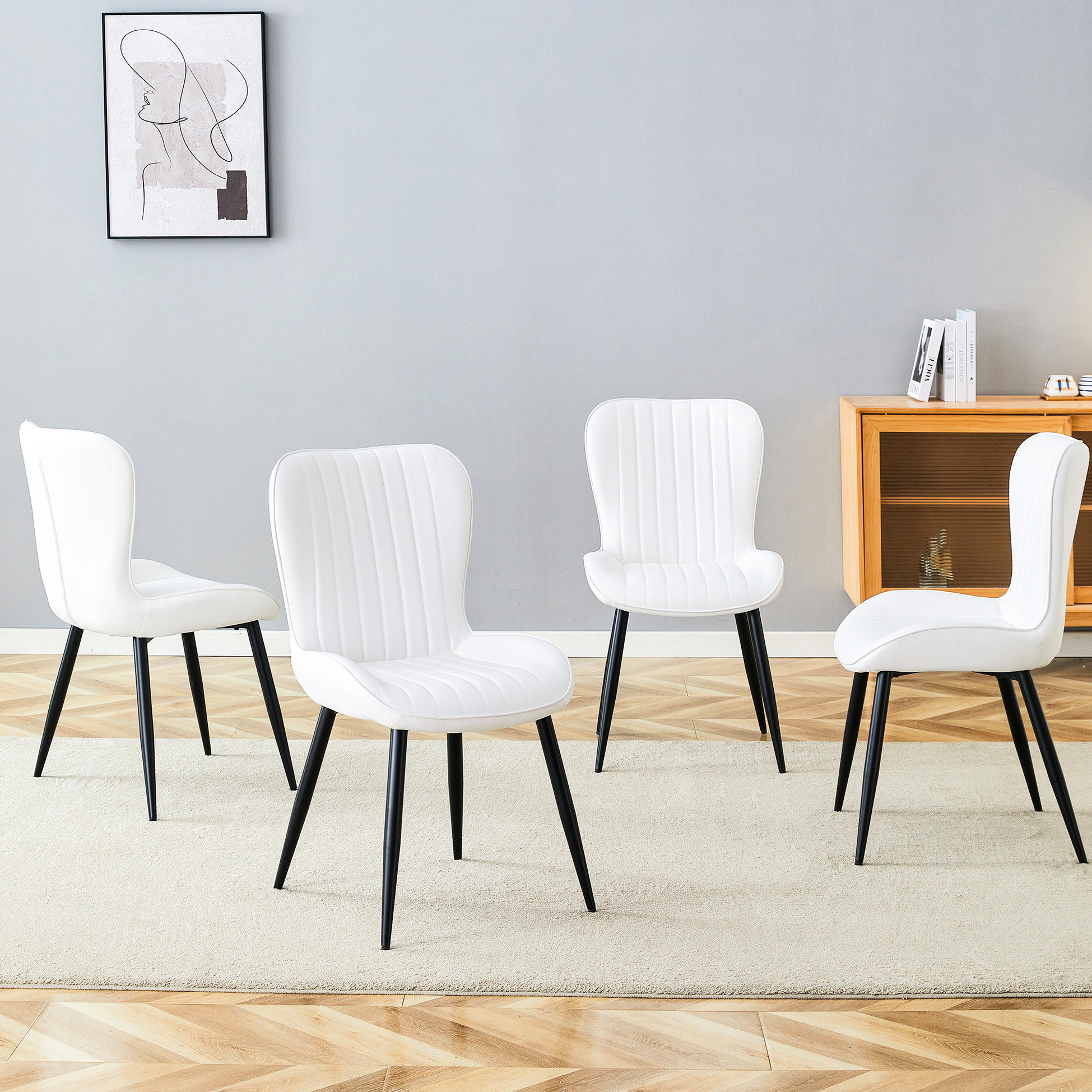 Corrigan Studio® White And Black Ergonomic Dining Chair Pack Of 4 ...