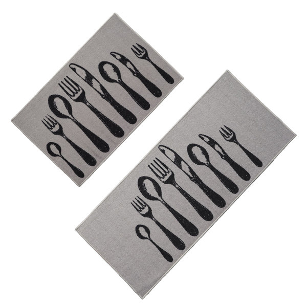 Evideco Comfort Chef Kitchen Runner Mats, Cutlery Design, Low-Profile ...